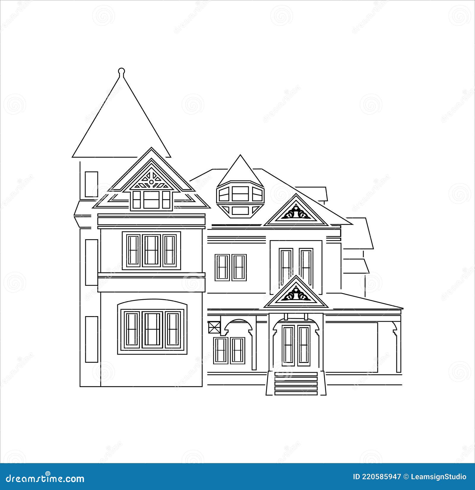 Classic House Design Illustration Stock Vector - Illustration of ...