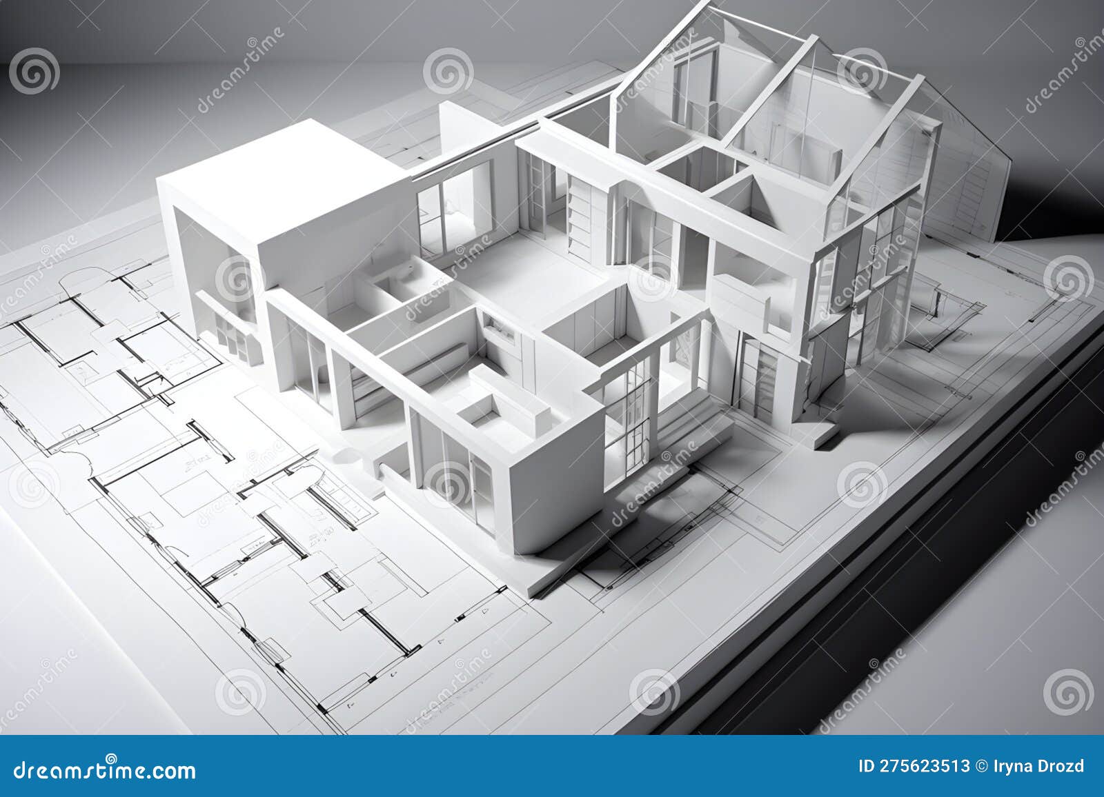 House, Design, Drawing, Architectural Plan 3D, Generative AI Stock ...