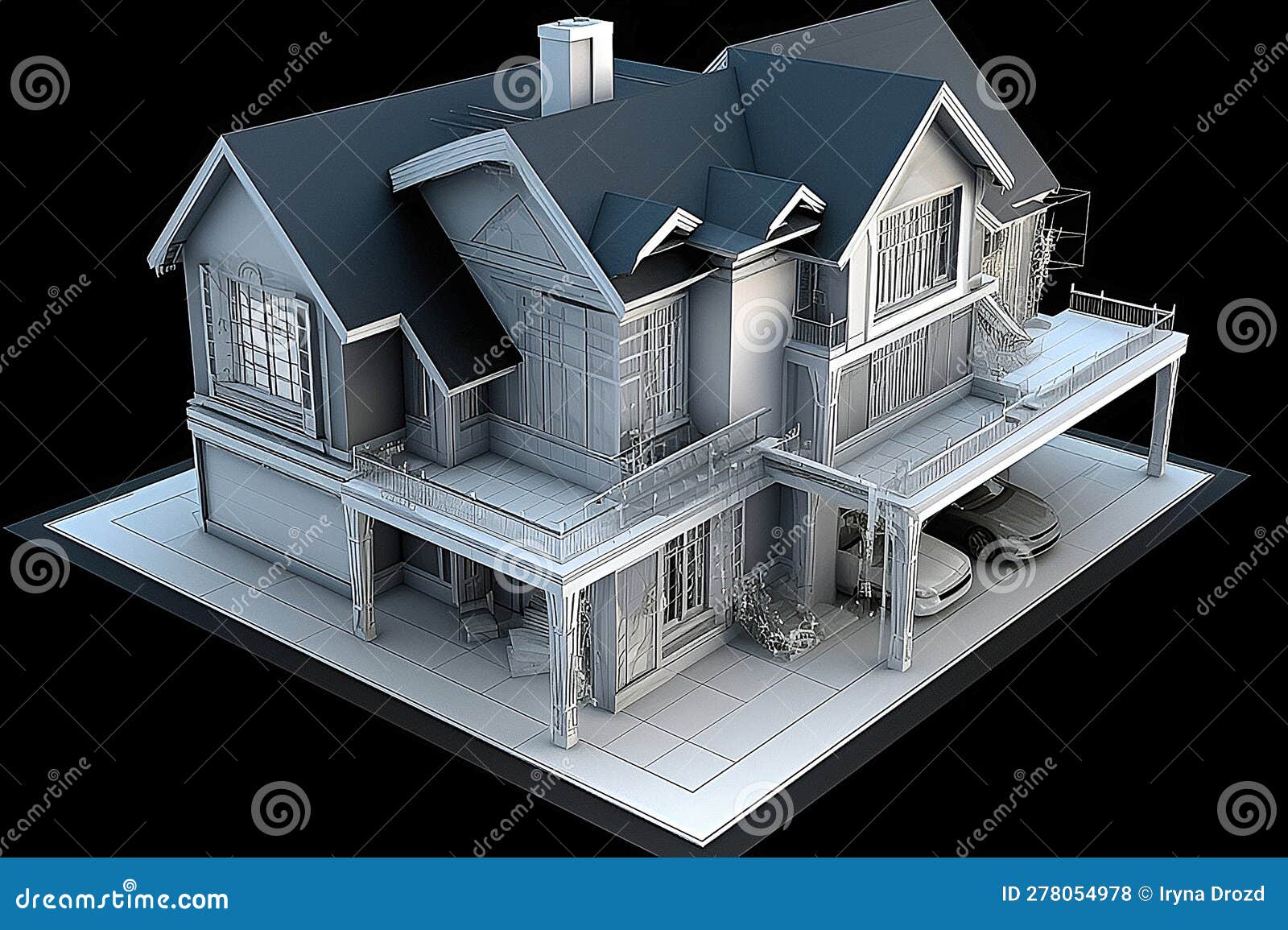 House, Design, Drawing, Architectural Plan 3D. Generative AI Stock ...
