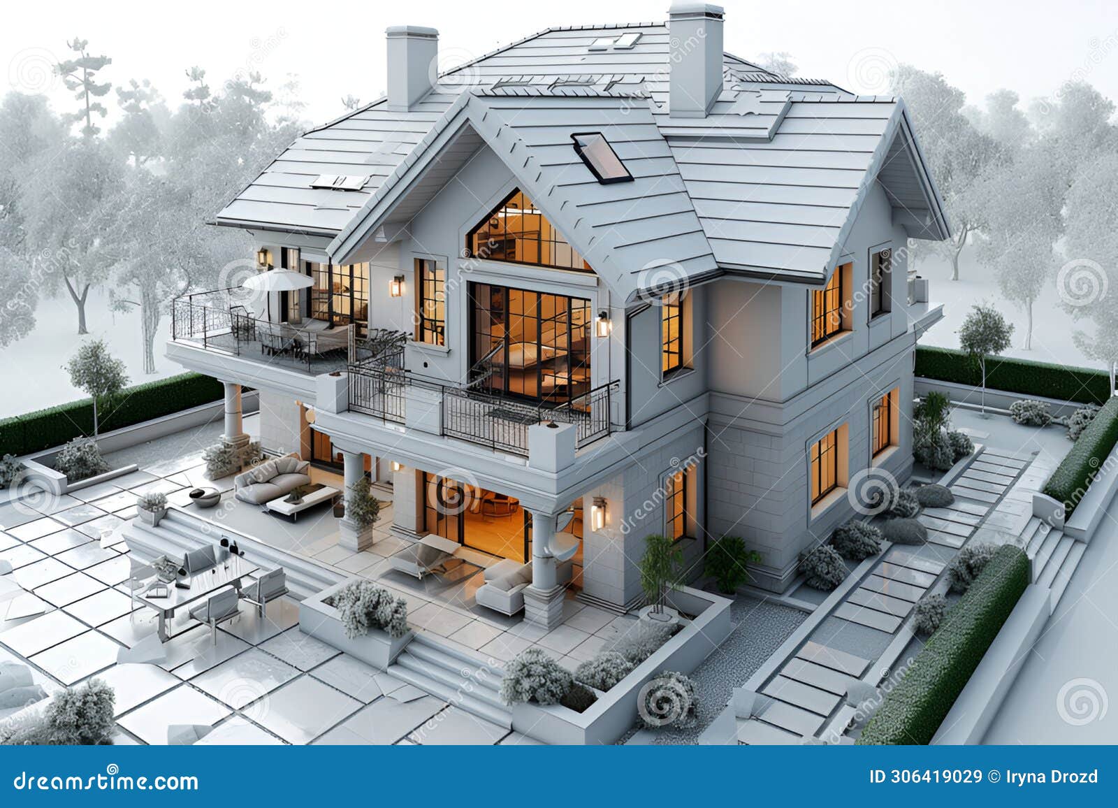 House, Design, Drawing, Architectural Plan 3D Stock Illustration ...