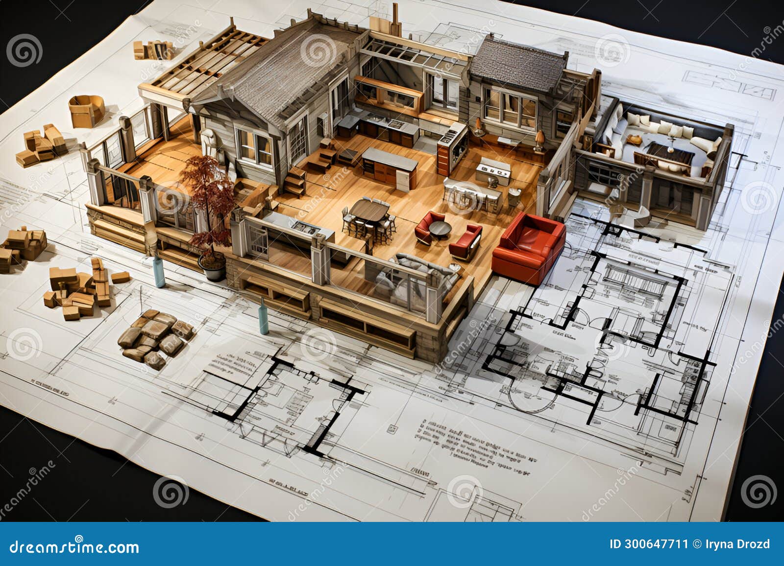 House, Design, Drawing, Architectural Plan 3D,technology Concept Stock ...