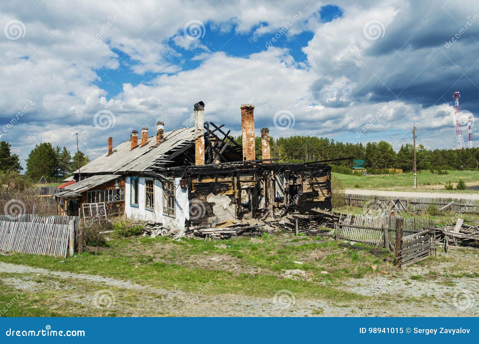 House destroyed by fire stock image. Image of destruction - 98941015