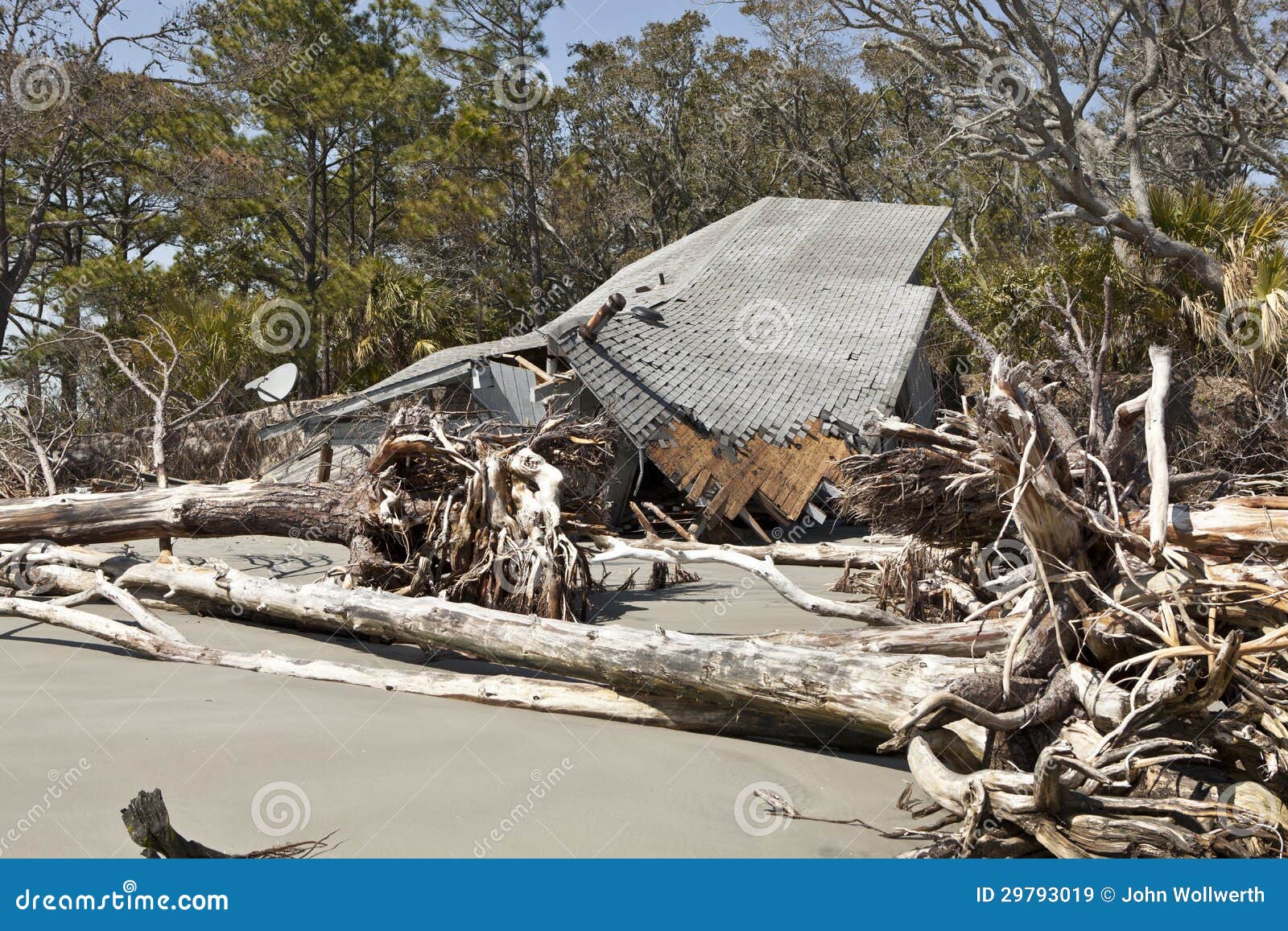House Destroyed by Floodwaters Stock Image - Image of water, global ...