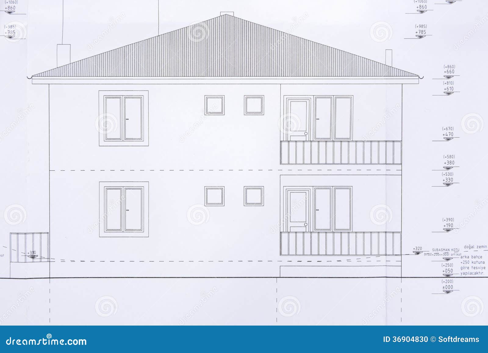 House Detailed Plan stock photo. Image of sketch, blue - 36904830