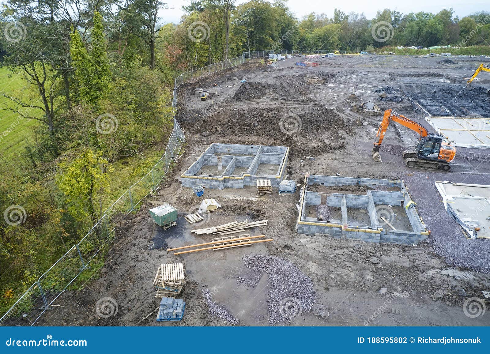 House Development Construction Site in Progress Aerial View Editorial ...