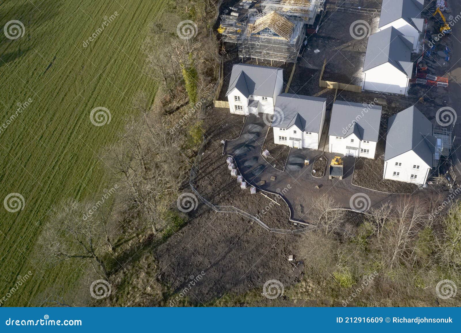 House Development Construction Site in Progress Aerial View Stock Image ...