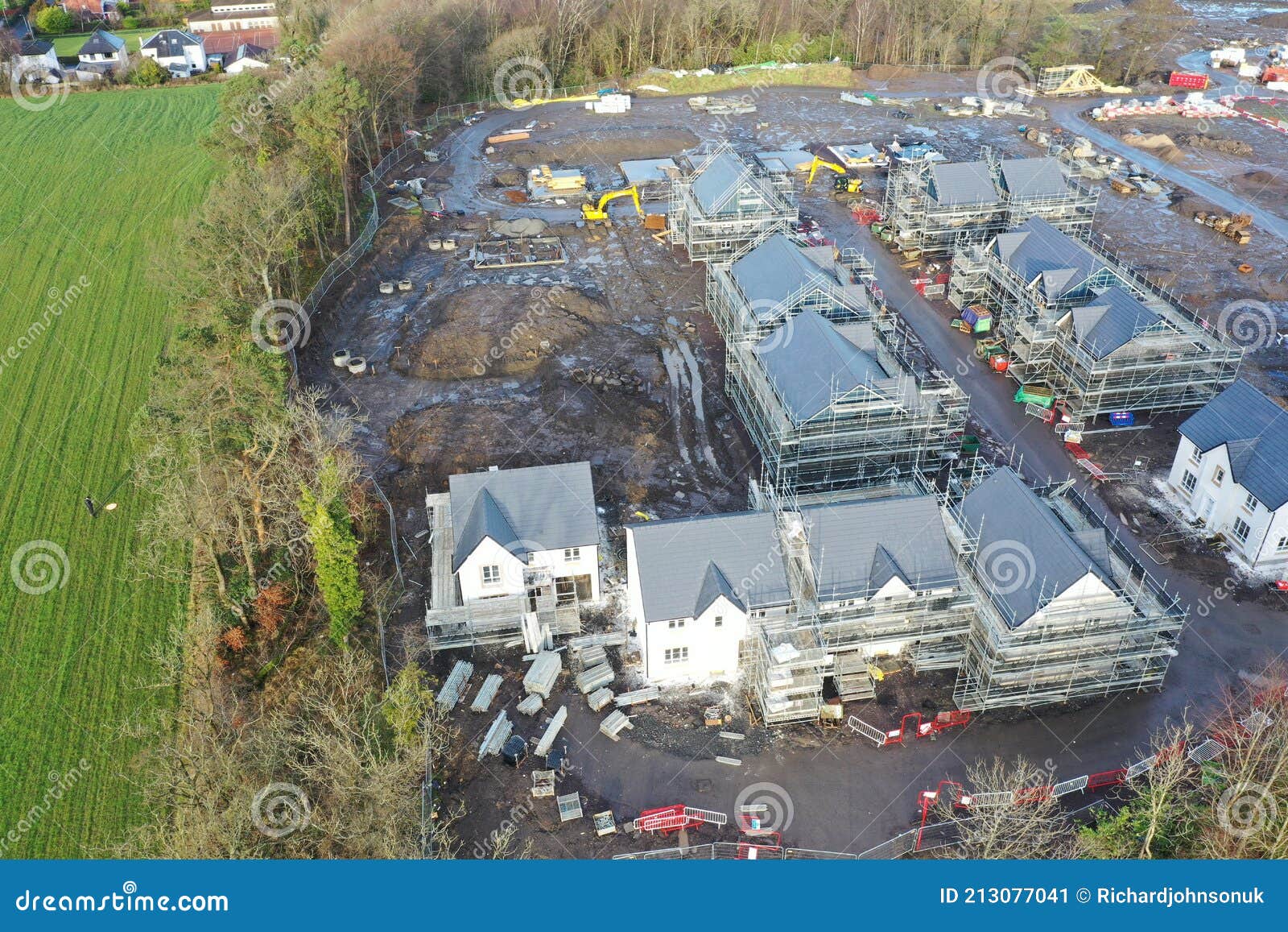 House Development Construction Site in Progress Aerial View Stock Image ...