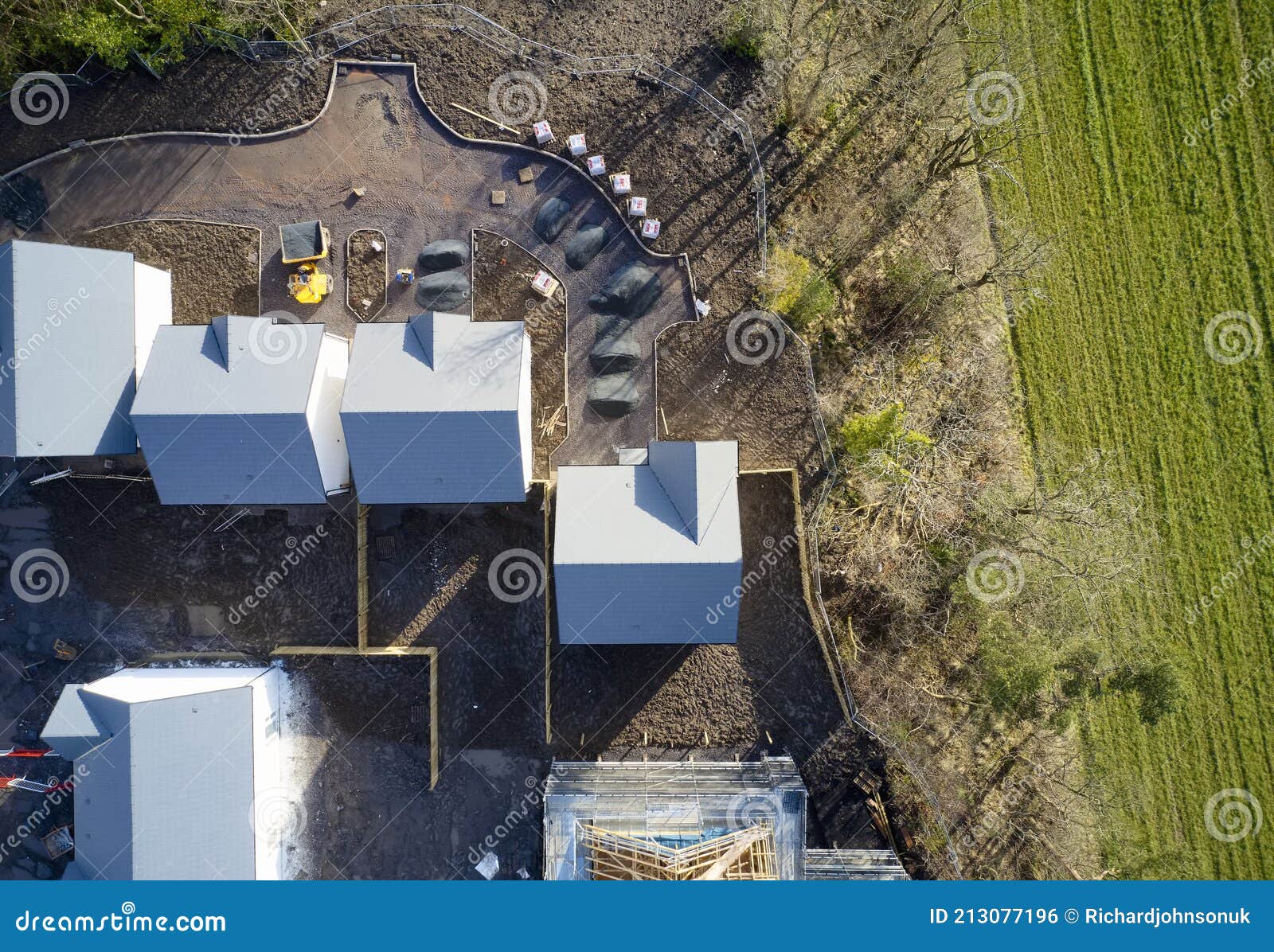 House Development Construction Site in Progress Aerial View Stock Photo ...