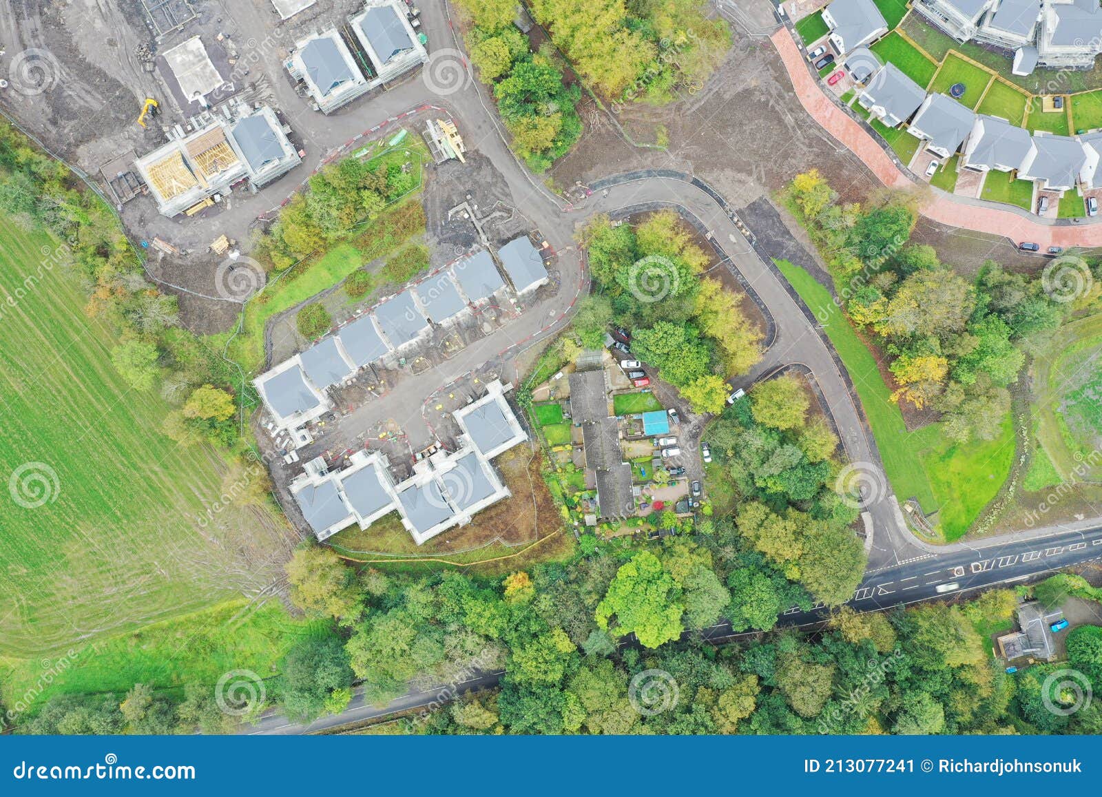 House Development Construction Site in Progress Aerial View Stock Image ...