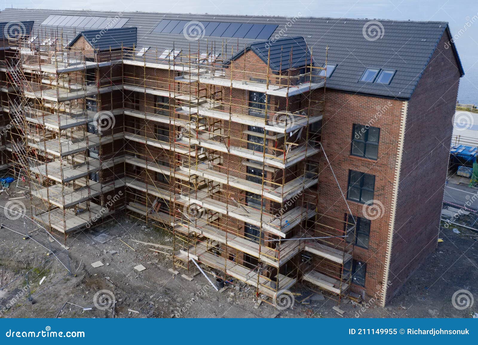 House Development Construction Site in Progress with Scaffold Stock ...