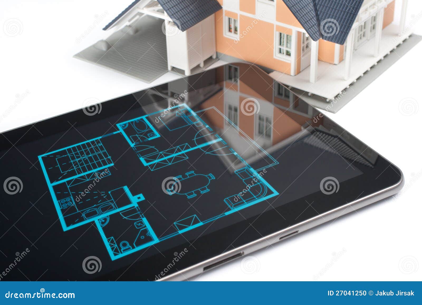 House and digital tablet stock photo. Image of work, shot - 27041250