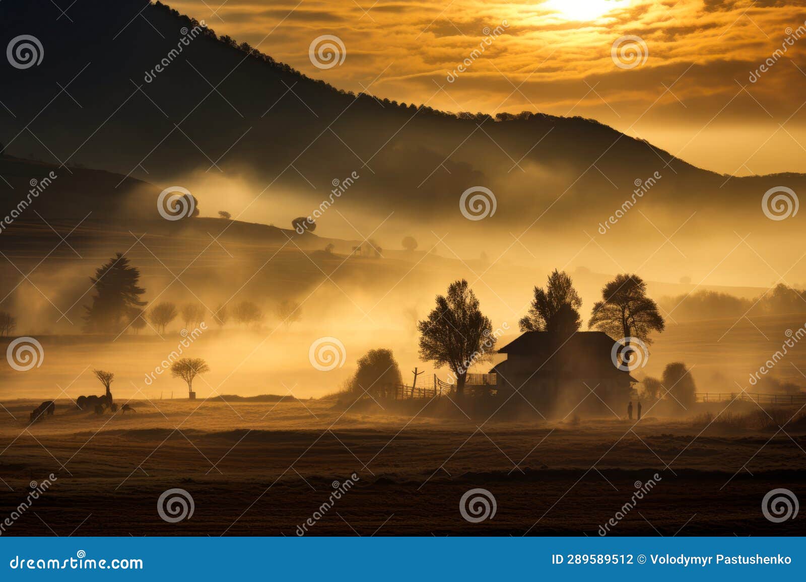 House in the Distance with Mountain in the Background. Generative AI ...