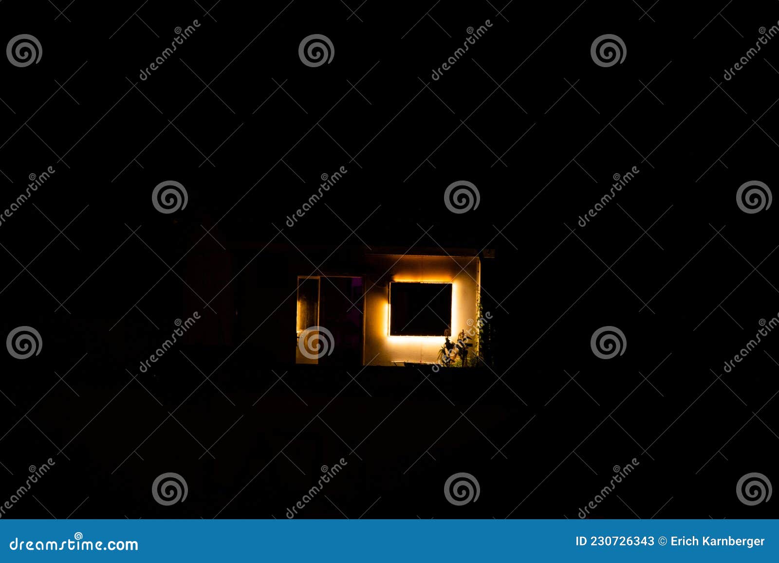 House in a Distance at Night Stock Image - Image of evening, light ...