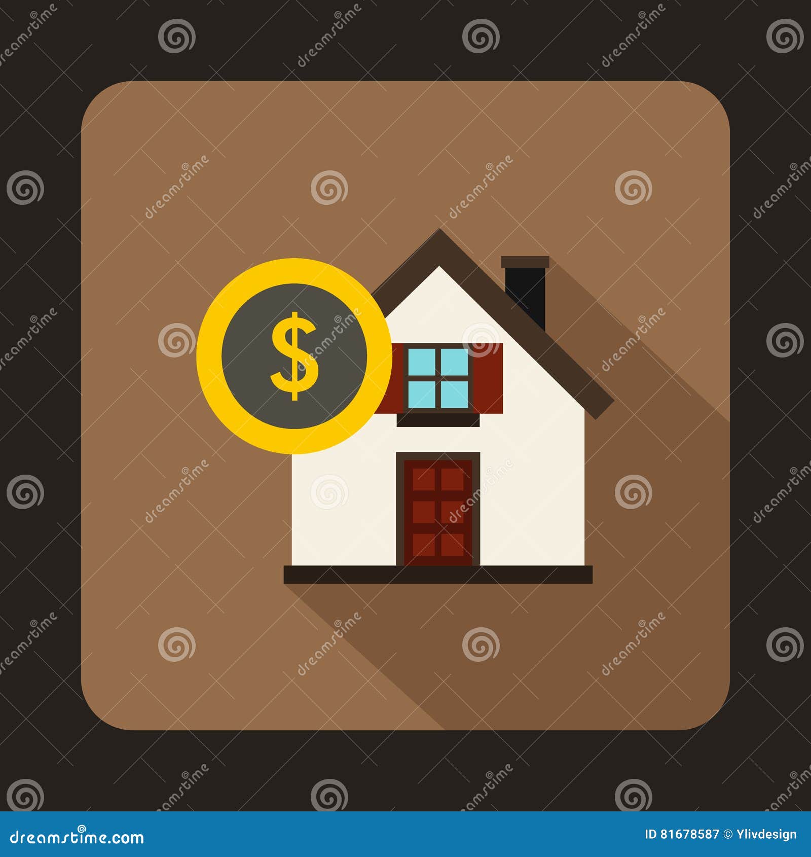 House and Dollar Sign Icon in Flat Style Stock Vector - Illustration of ...