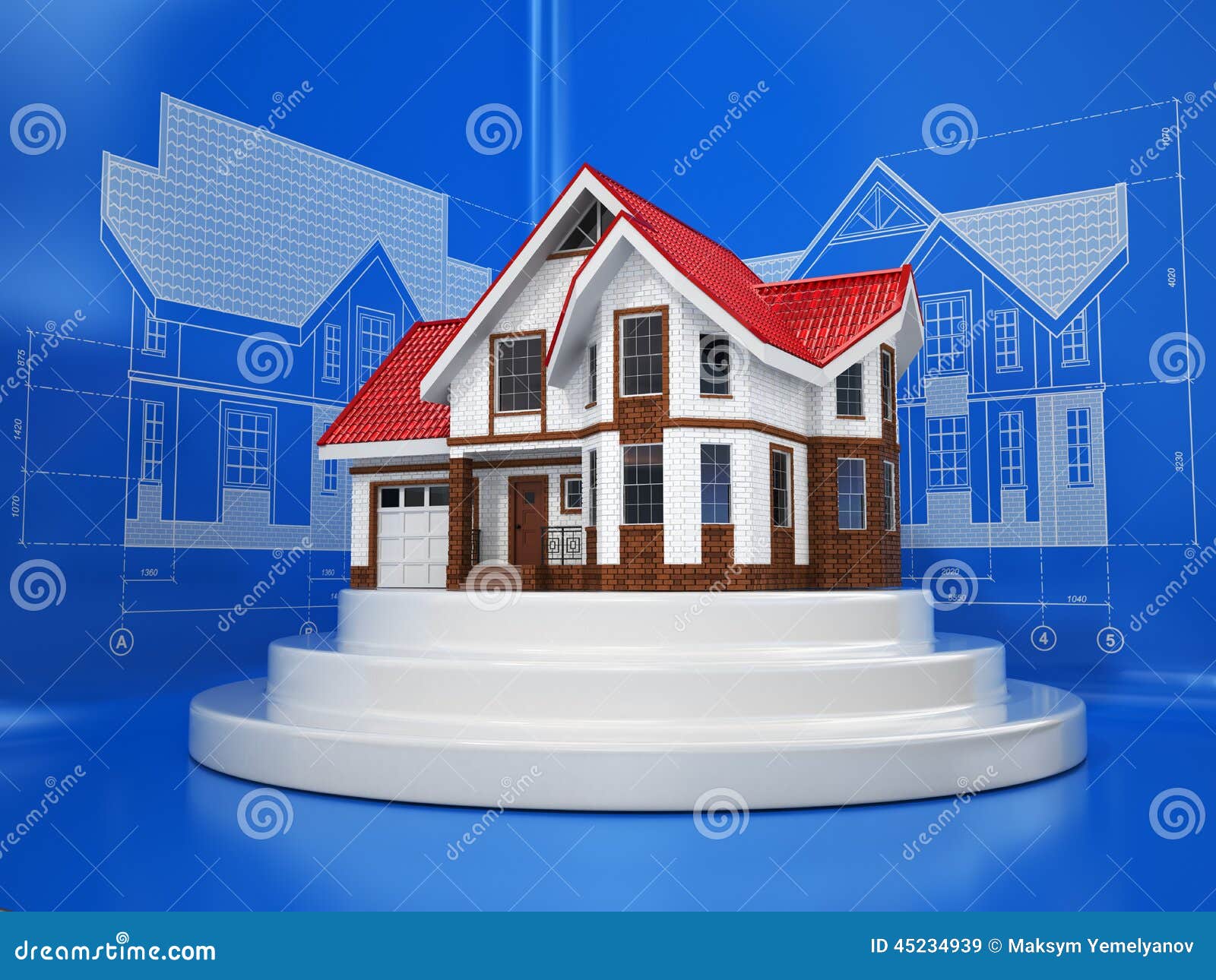 House On The Drafts In Different Projections And Blueprints. Royalty ...