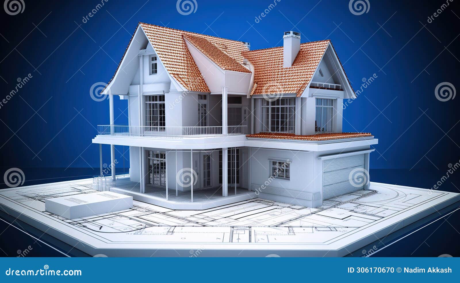 House on the Drafts in Different Projections and Blueprints. Gen Stock ...