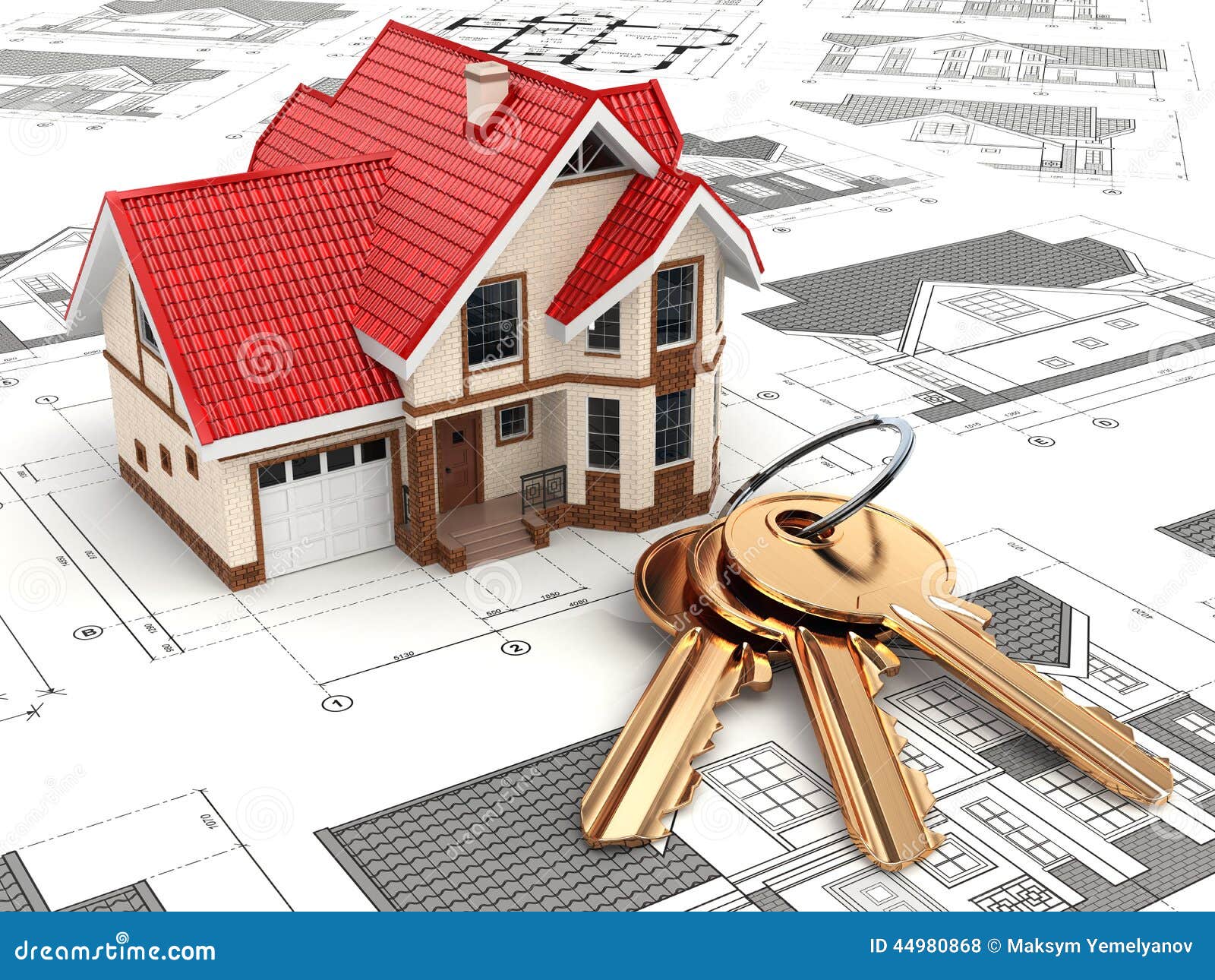 House On The Drafts In Different Projections And Blueprints. Royalty ...