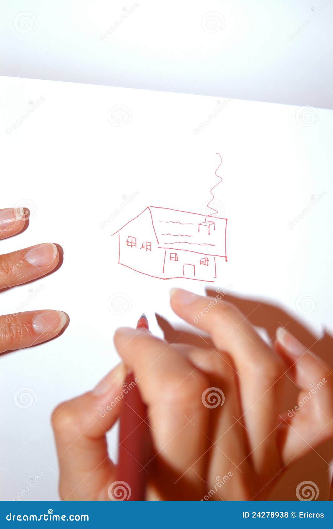 House drawed in red stock photo. Image of fingers, drawing - 24278938
