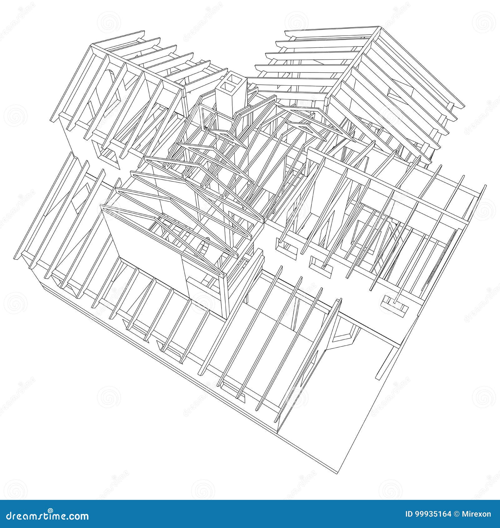 House Drawing in Vector. the Contours of the House Stock Vector ...