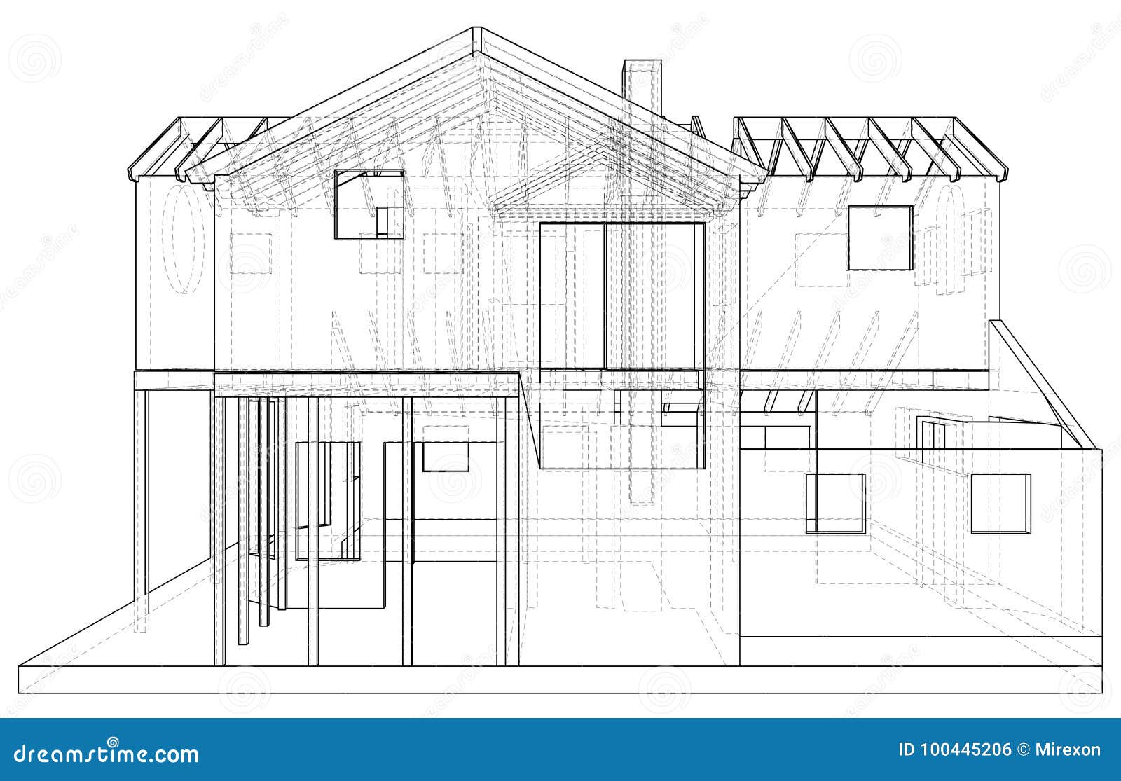 House Drawing in Vector. the Contours of the House Stock Vector ...