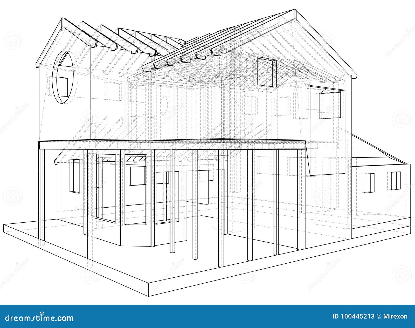 House Drawing in Vector. the Contours of the House Stock Vector ...