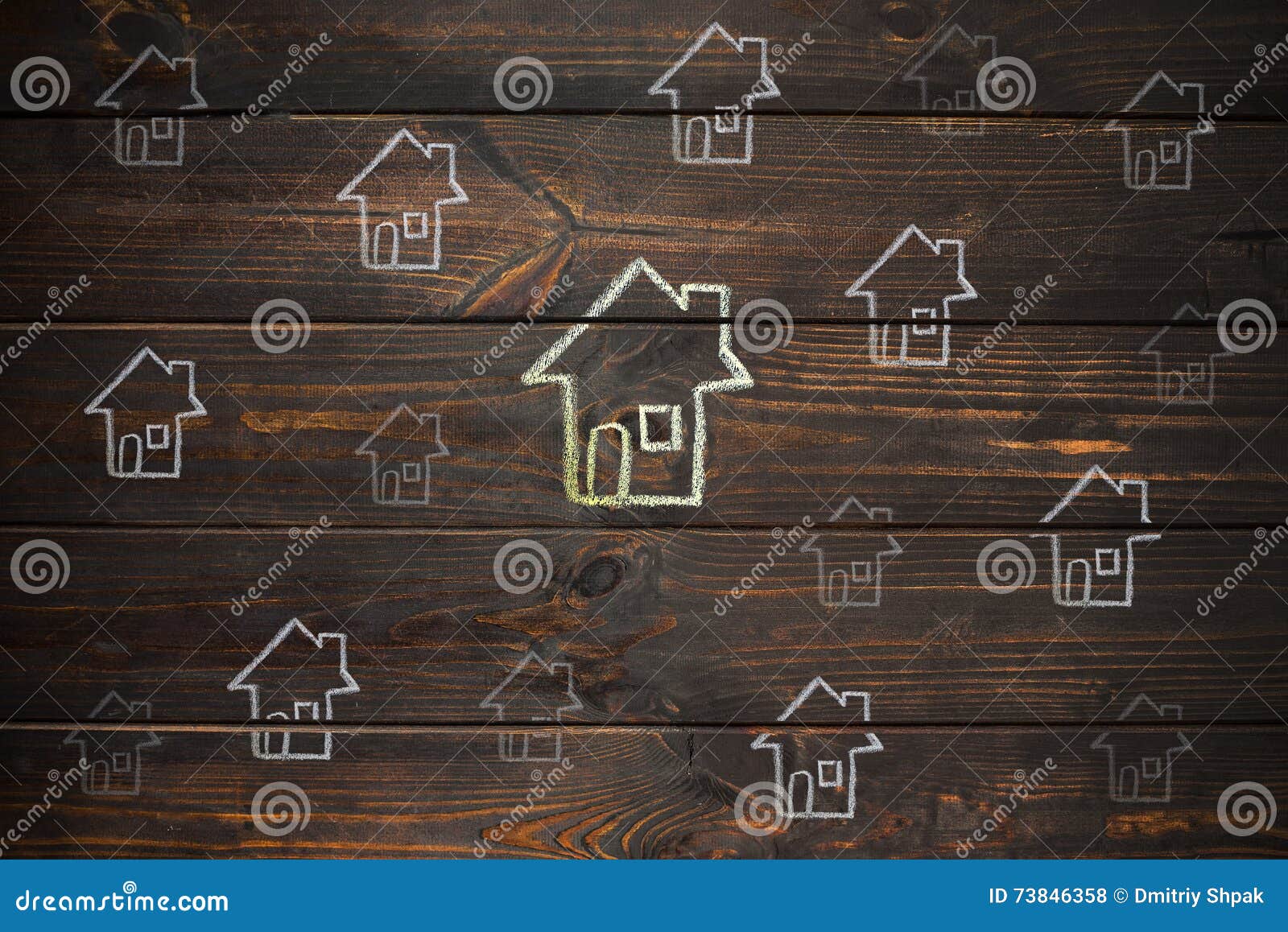 House Drawing on Wooden Boards Stock Photo - Image of boards, black ...
