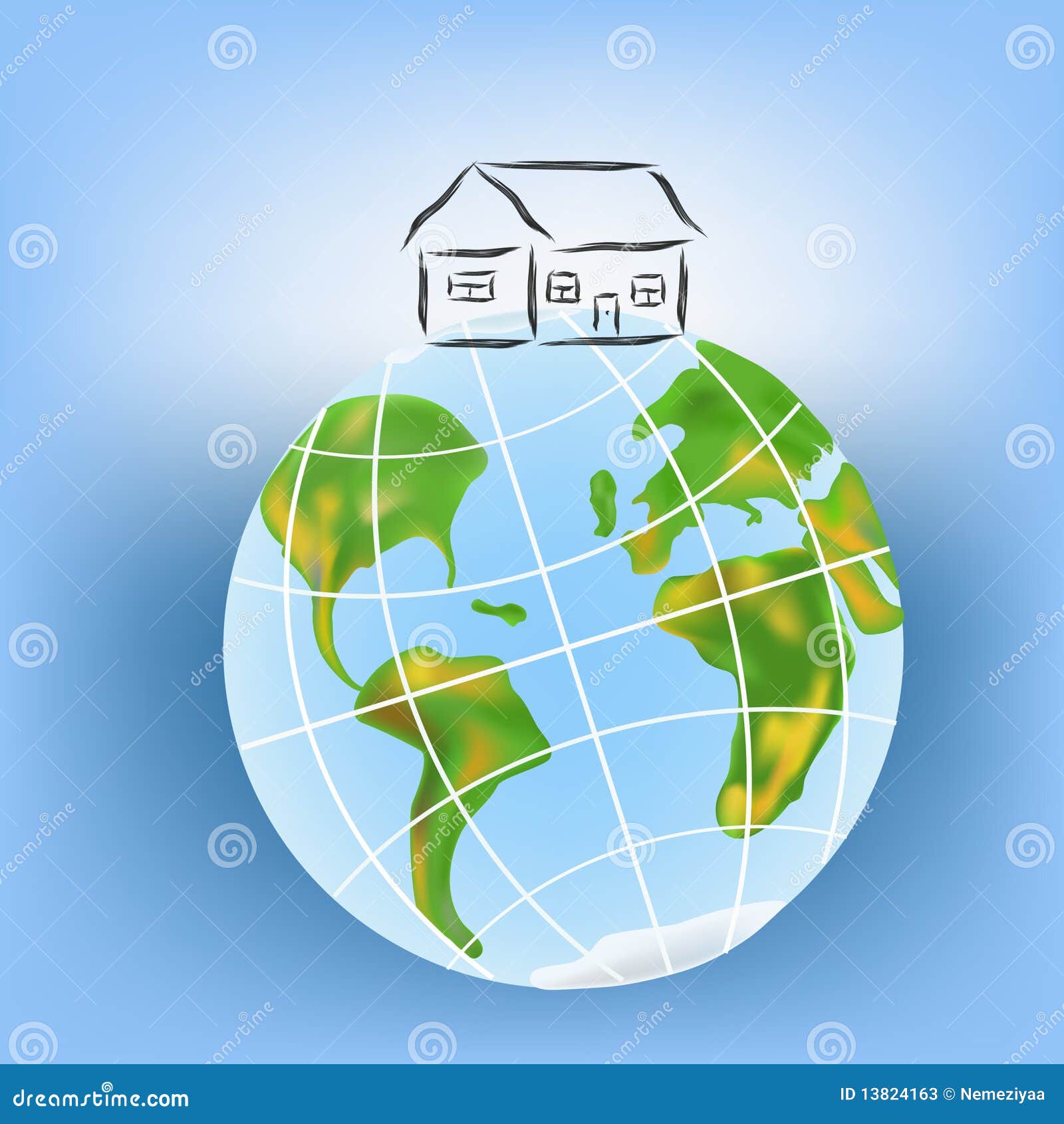 House on the earth. stock vector. Illustration of icon - 13824163