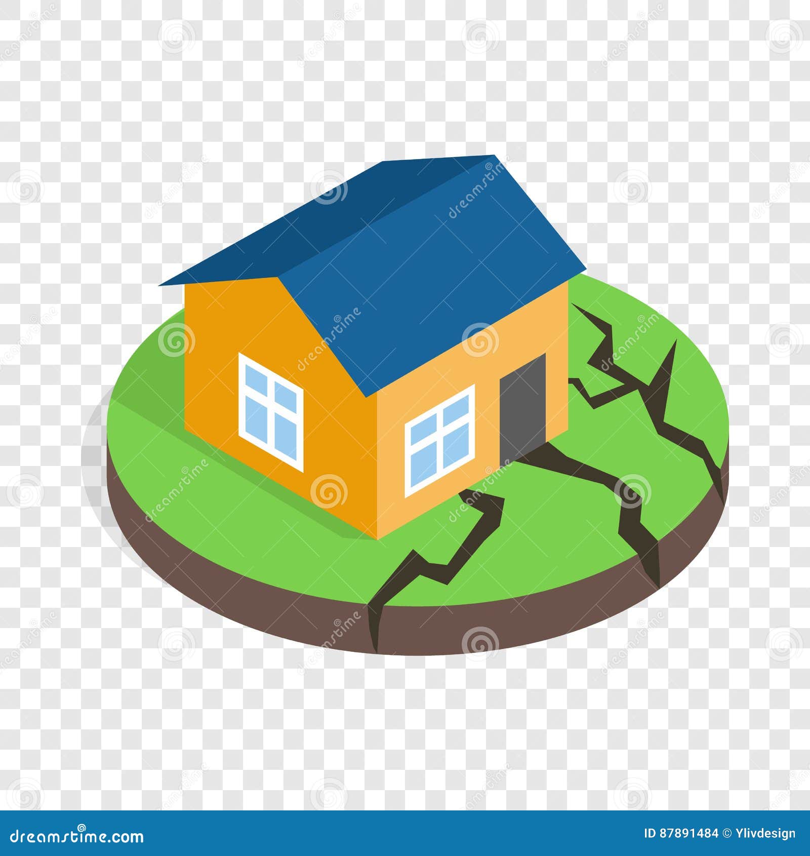 House after an Earthquake Isometric Icon Stock Vector - Illustration of ...
