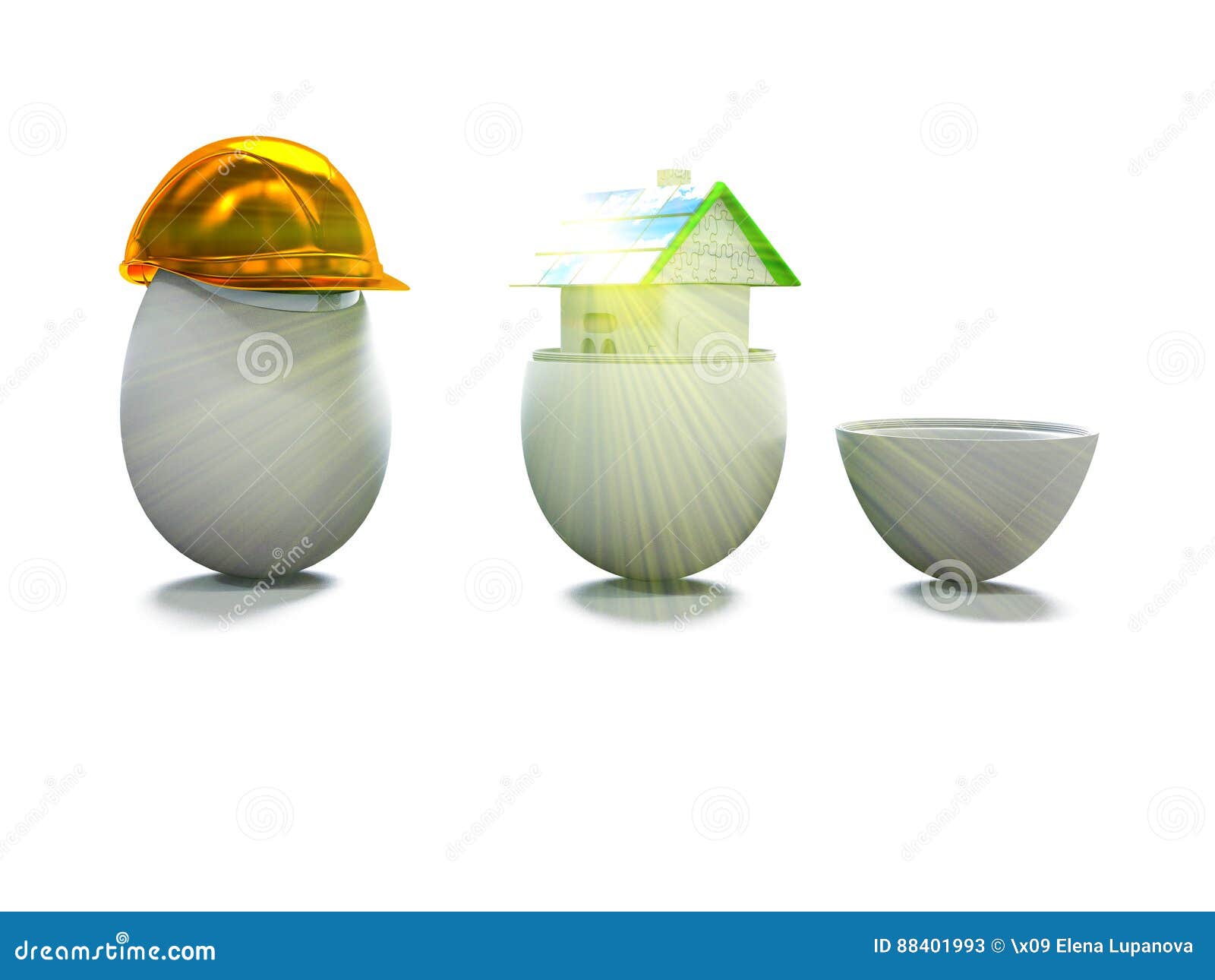 House in Egg and Egg in Construction Helmet 3d Render Stock Image ...