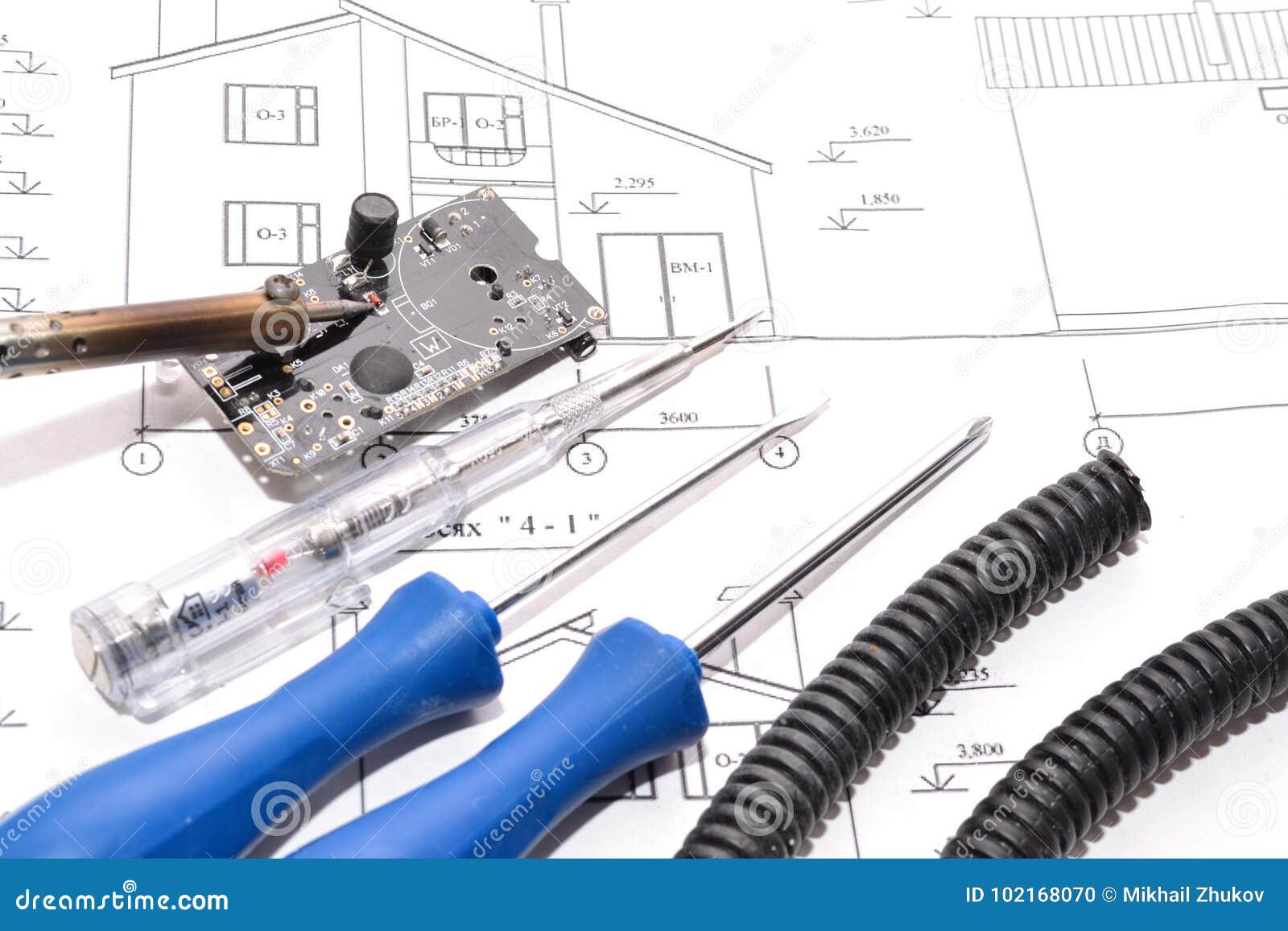 House Plan.electrical Connection. Stock Photo - Image of architecture ...