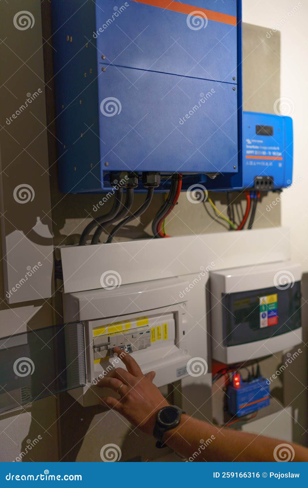 House Electric Distibution from the Solar Photovoltaics Panels. Stock ...