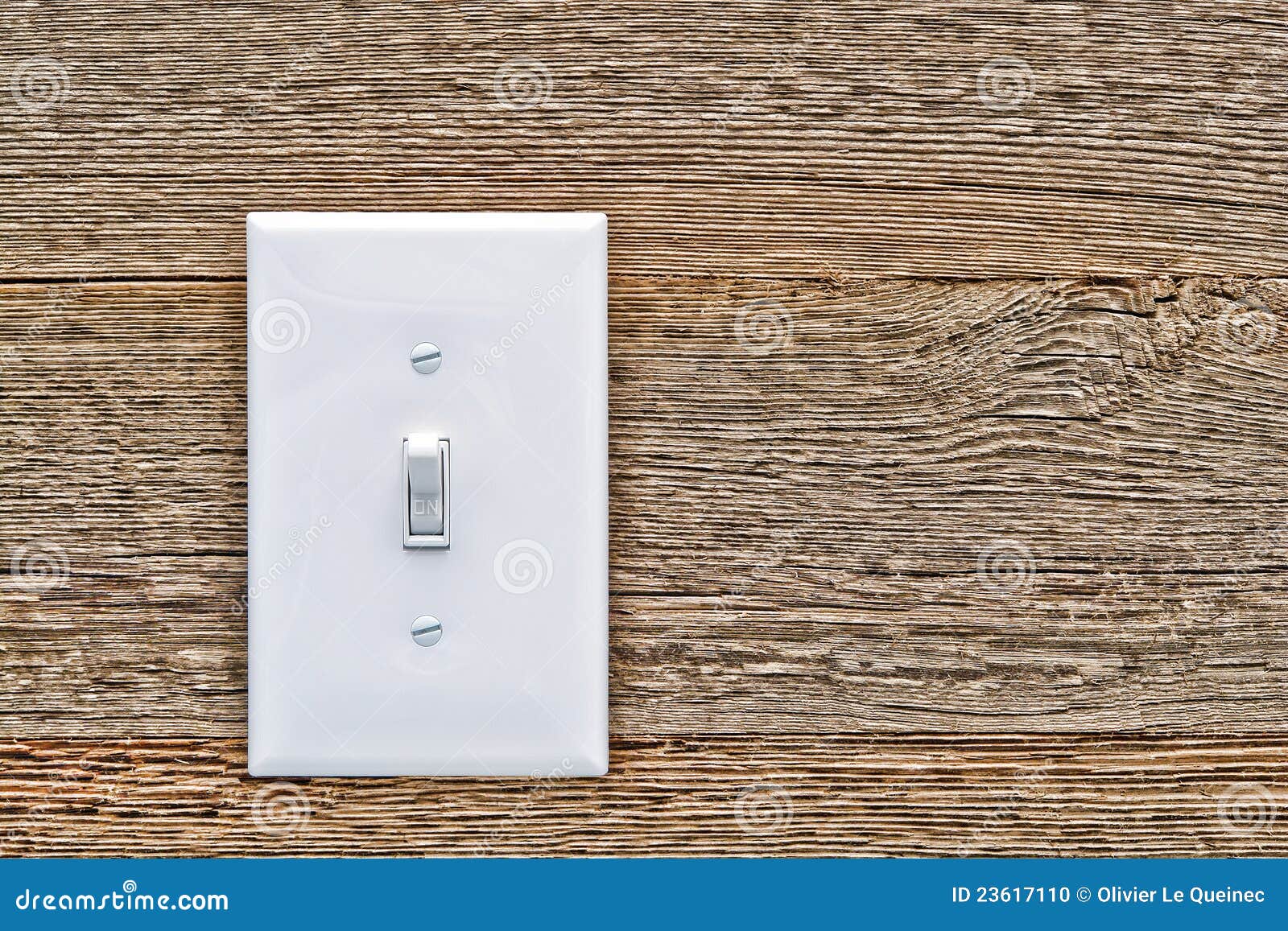 House Electric Light Switch in on Position on Wood Stock Photo - Image ...