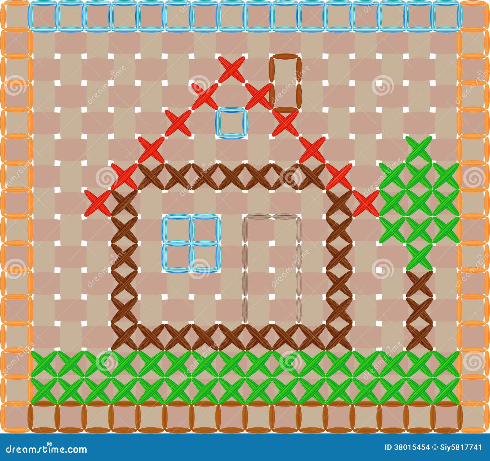 House, embroidered cross stock vector. Illustration of graphics - 38015454