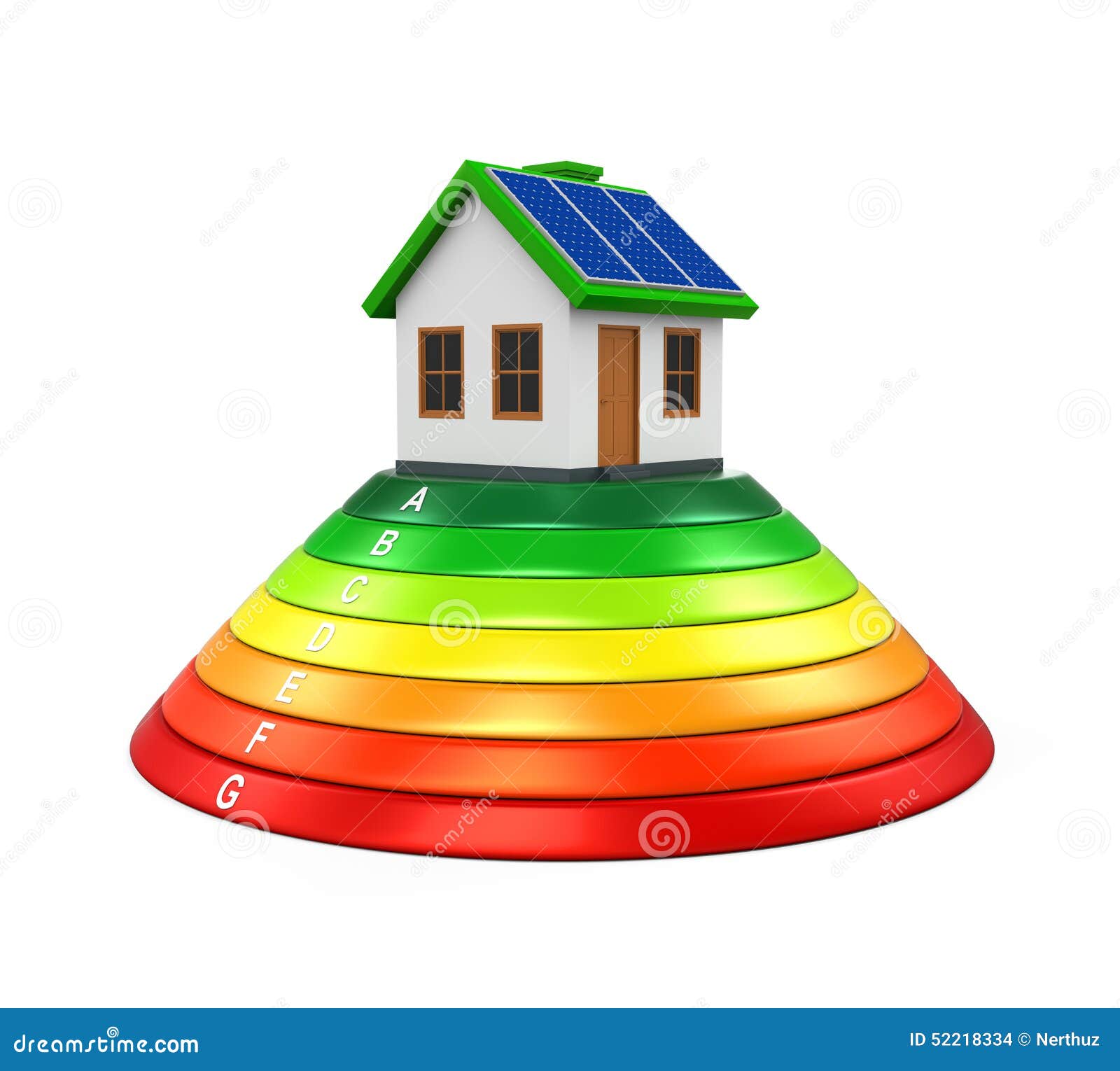 House with Energy Efficiency Level Stock Illustration - Illustration of ...