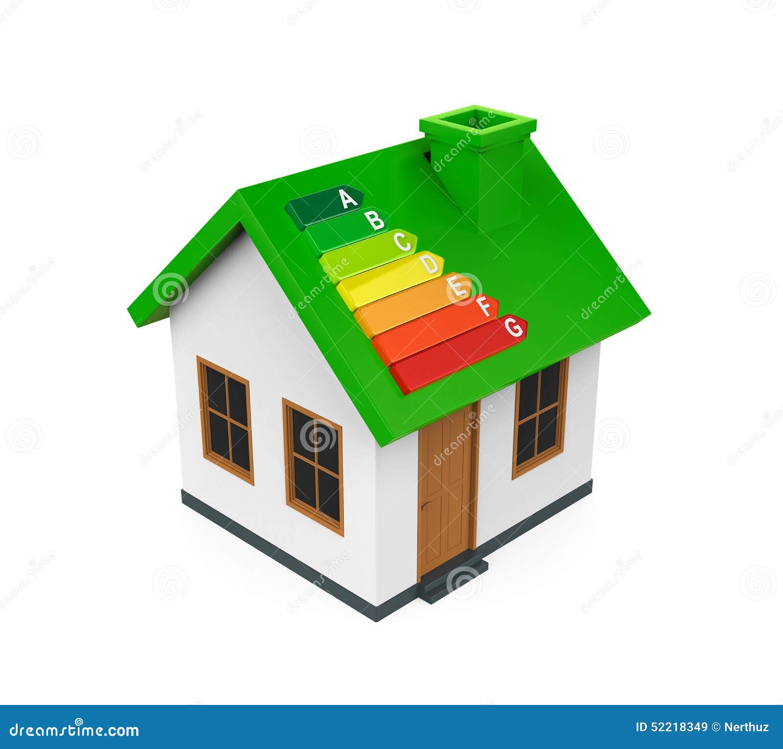 House with Energy Efficiency Level Stock Illustration - Illustration of ...