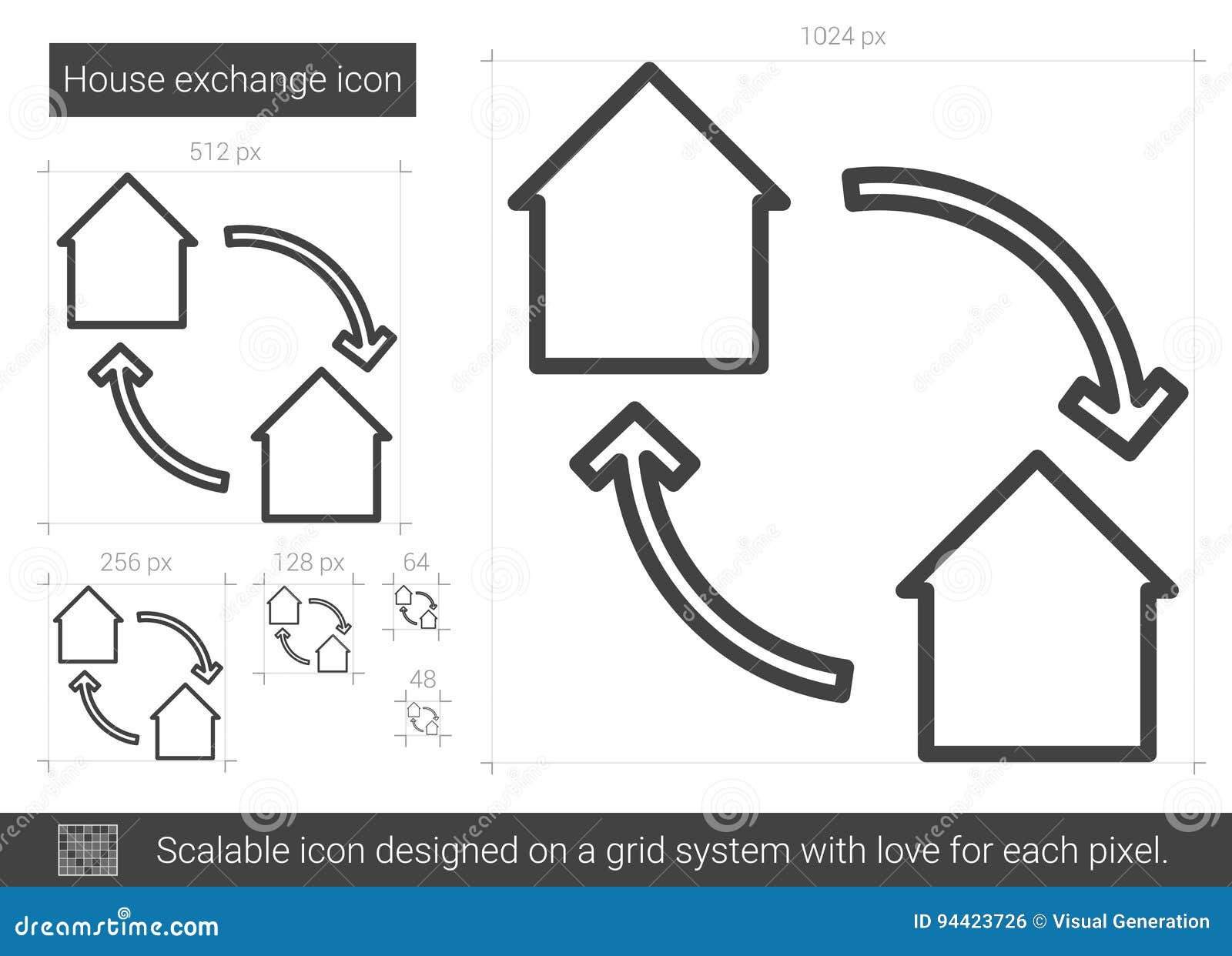 House exchange line icon. stock vector. Illustration of isolated - 94423726