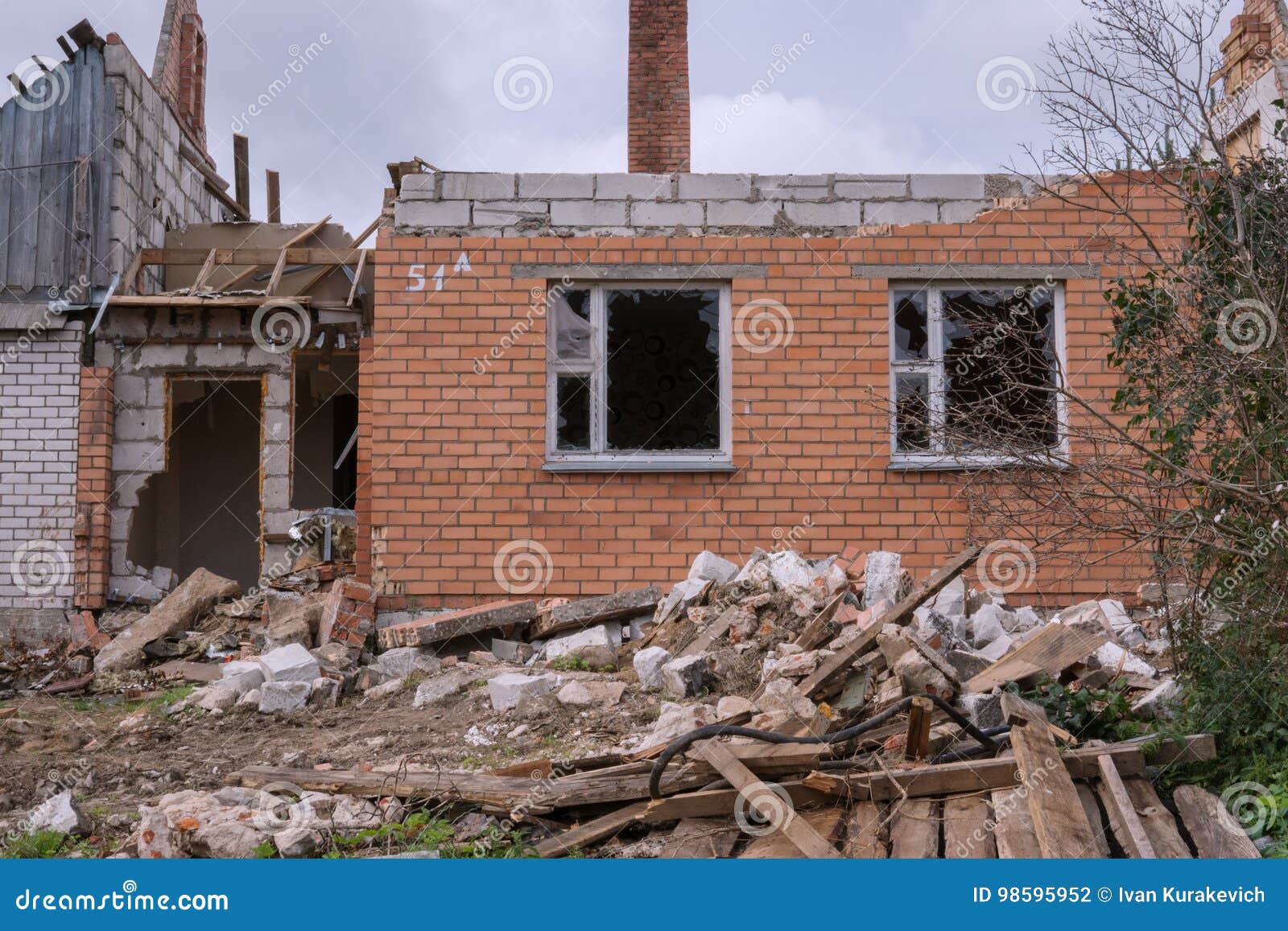 House after the explosion stock photo. Image of decay - 98595952
