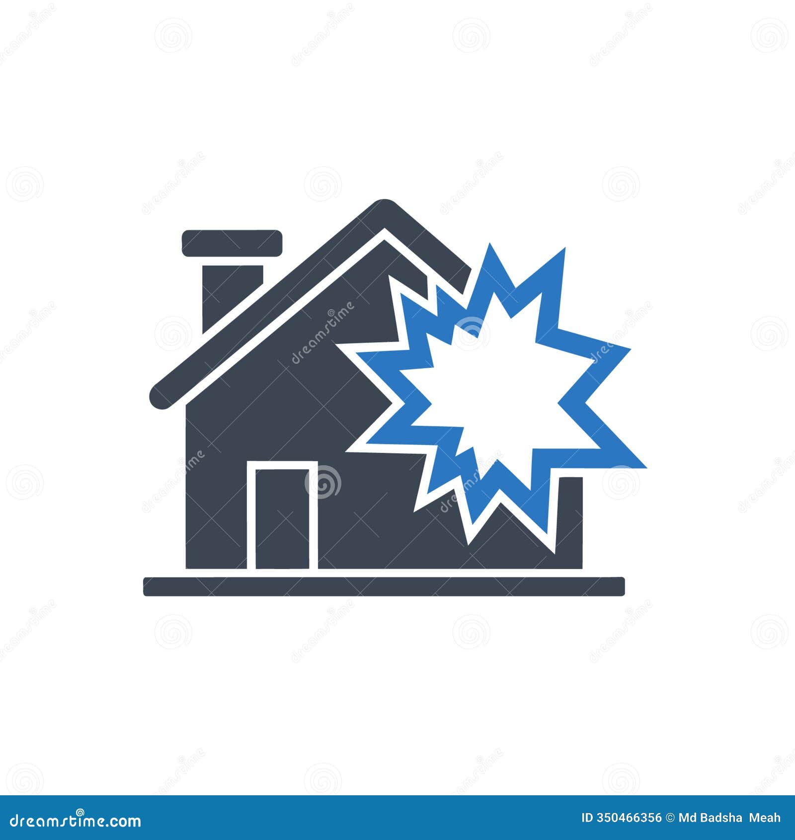 House Explosion Damage Icon Stock Vector - Illustration of house, sign ...