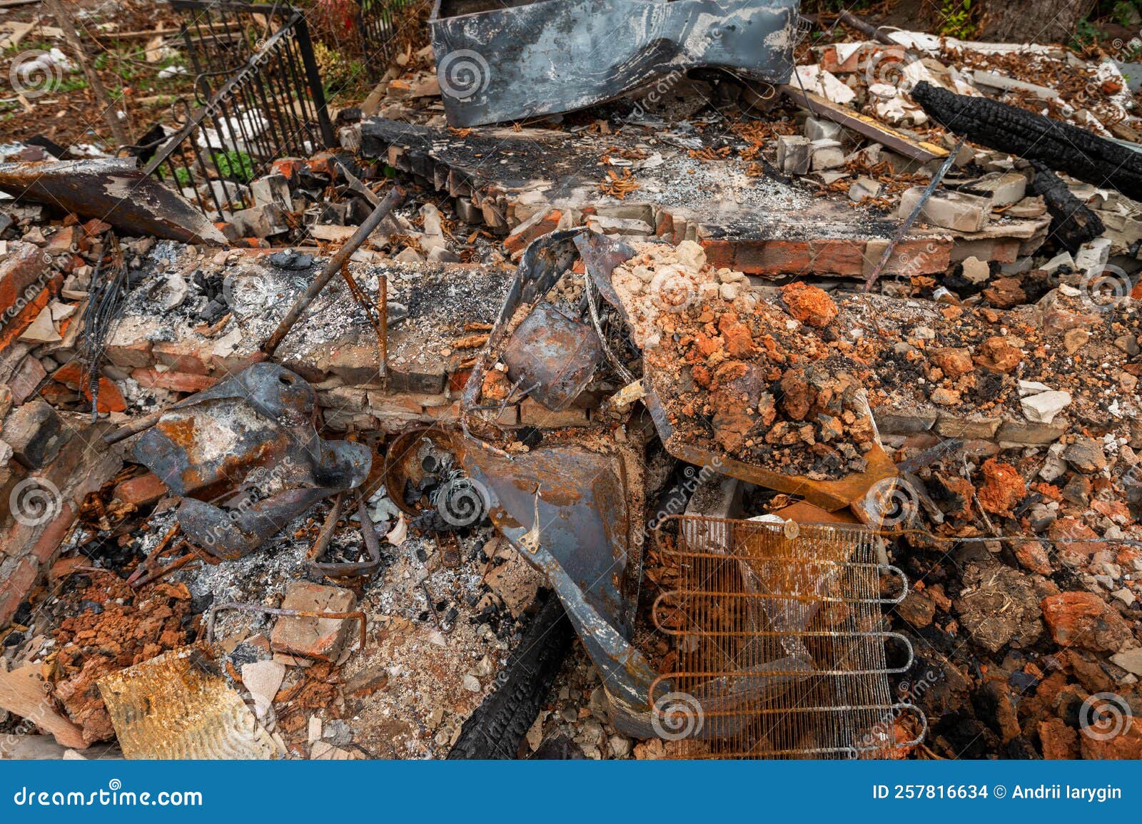 House after Explosion and Fire, Burning House Stock Photo - Image of ...