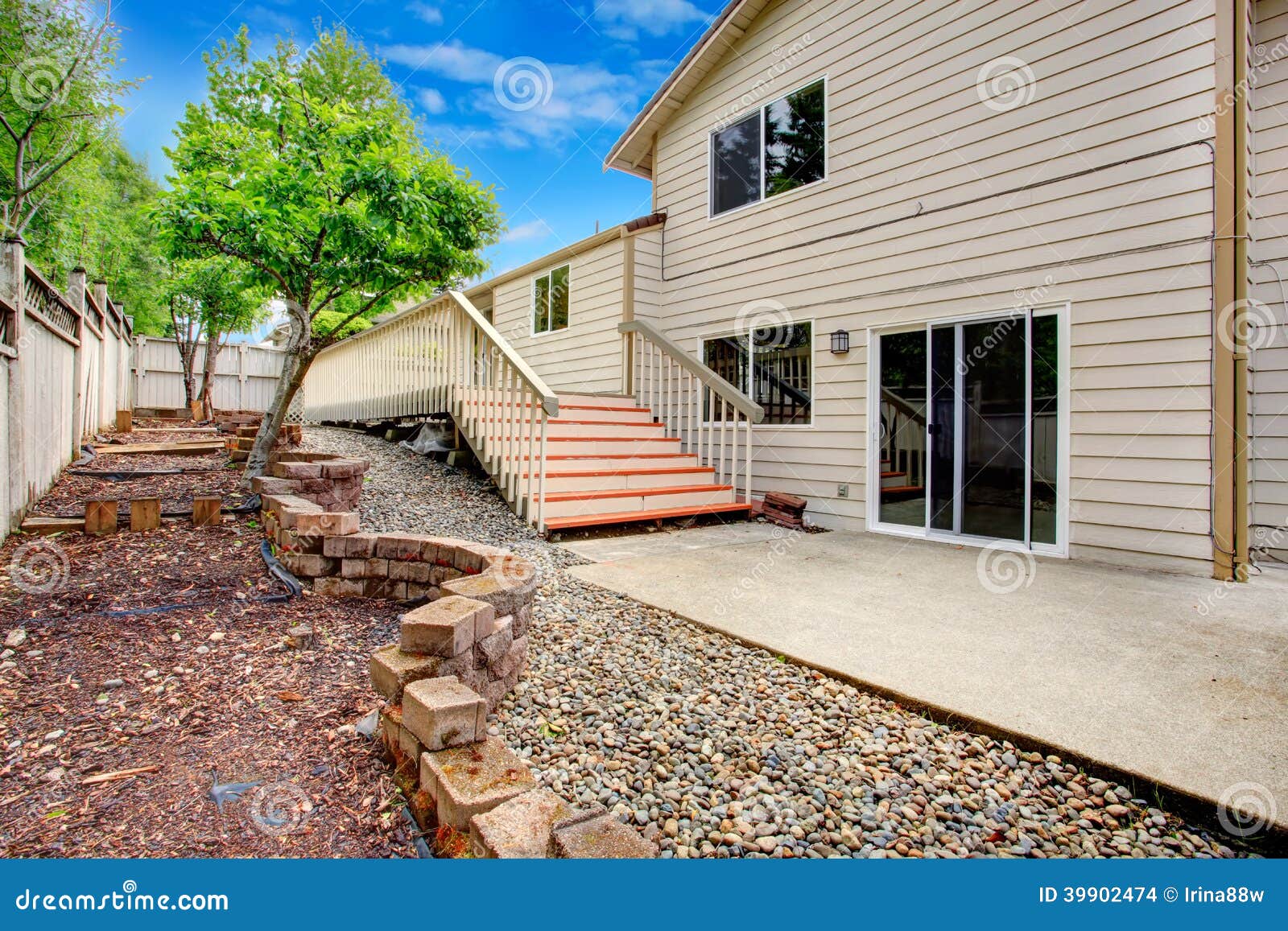 House Exterior. Backyard View Stock Photo - Image of building, door ...