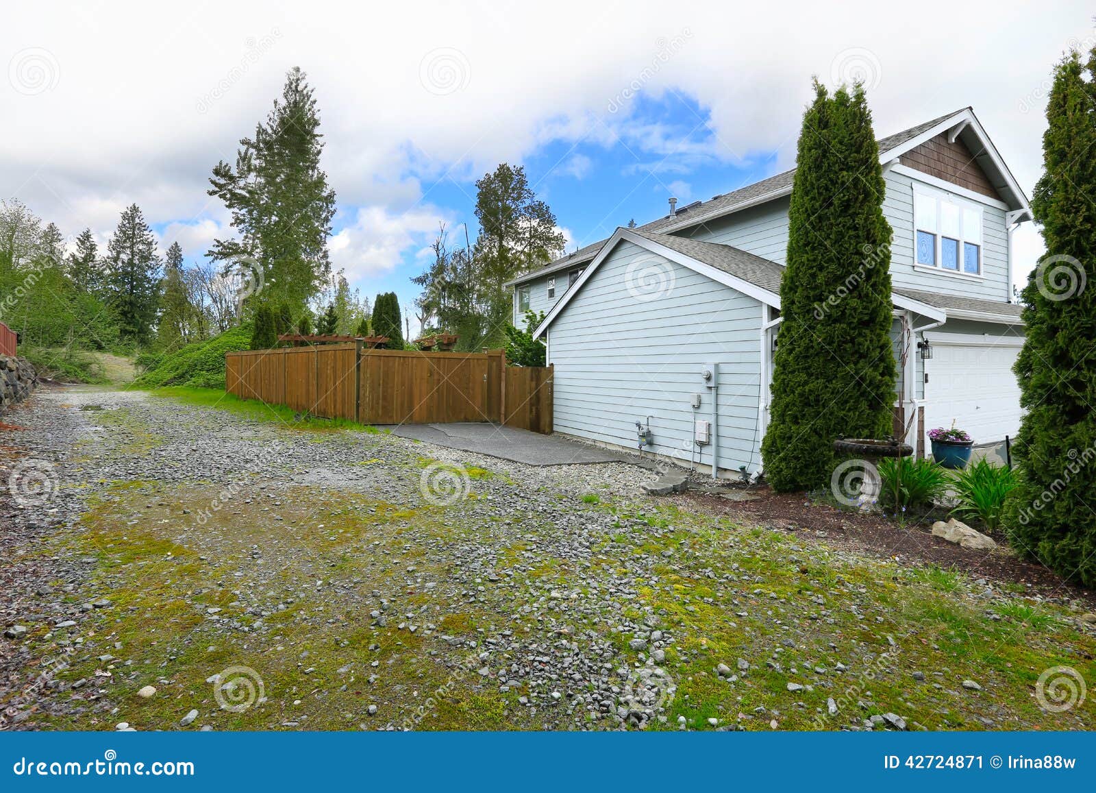 House Exterior. Backyard View Stock Image - Image of land, american ...