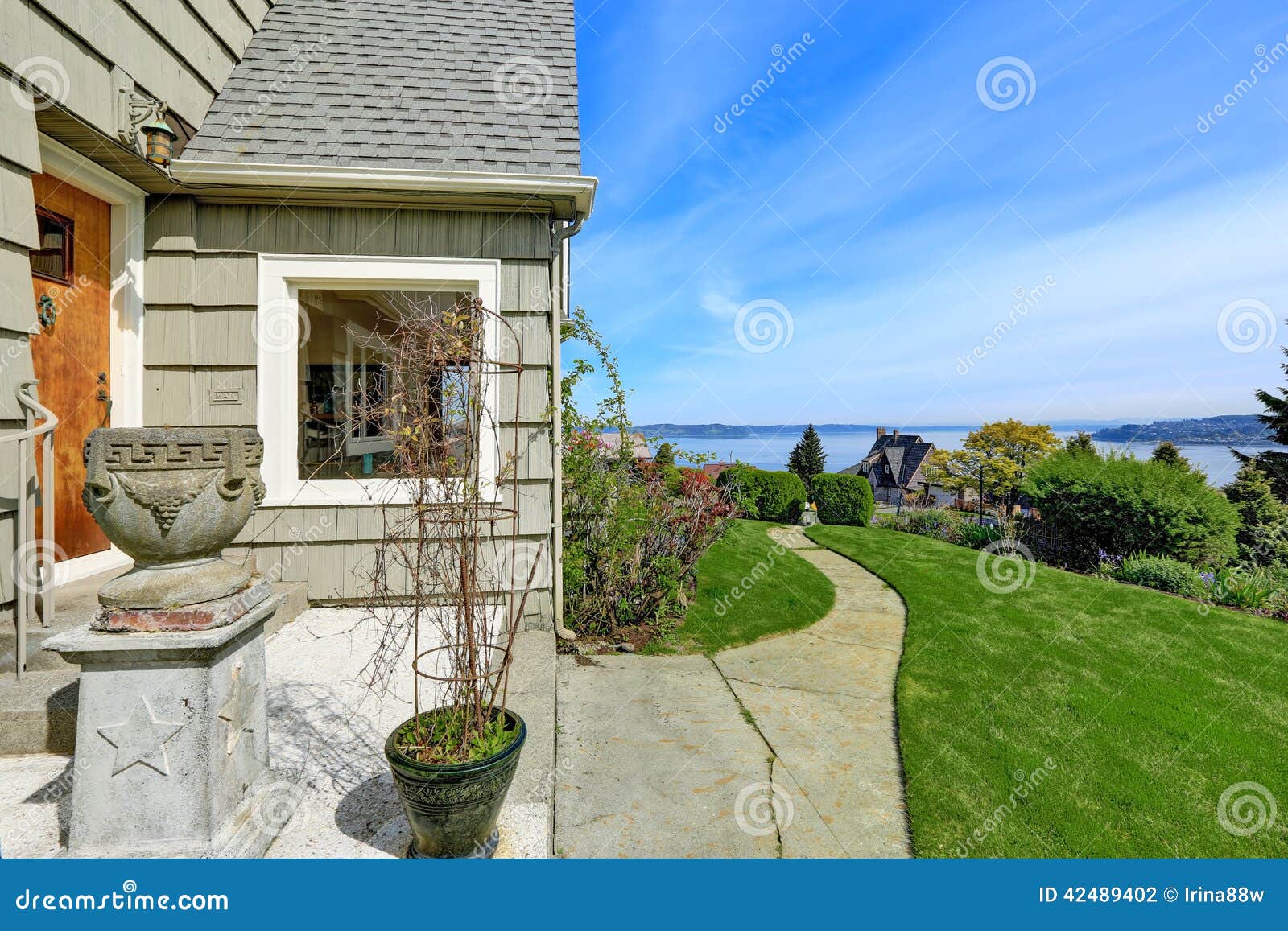 House Exterior and Backyard View Stock Photo - Image of outside, home ...