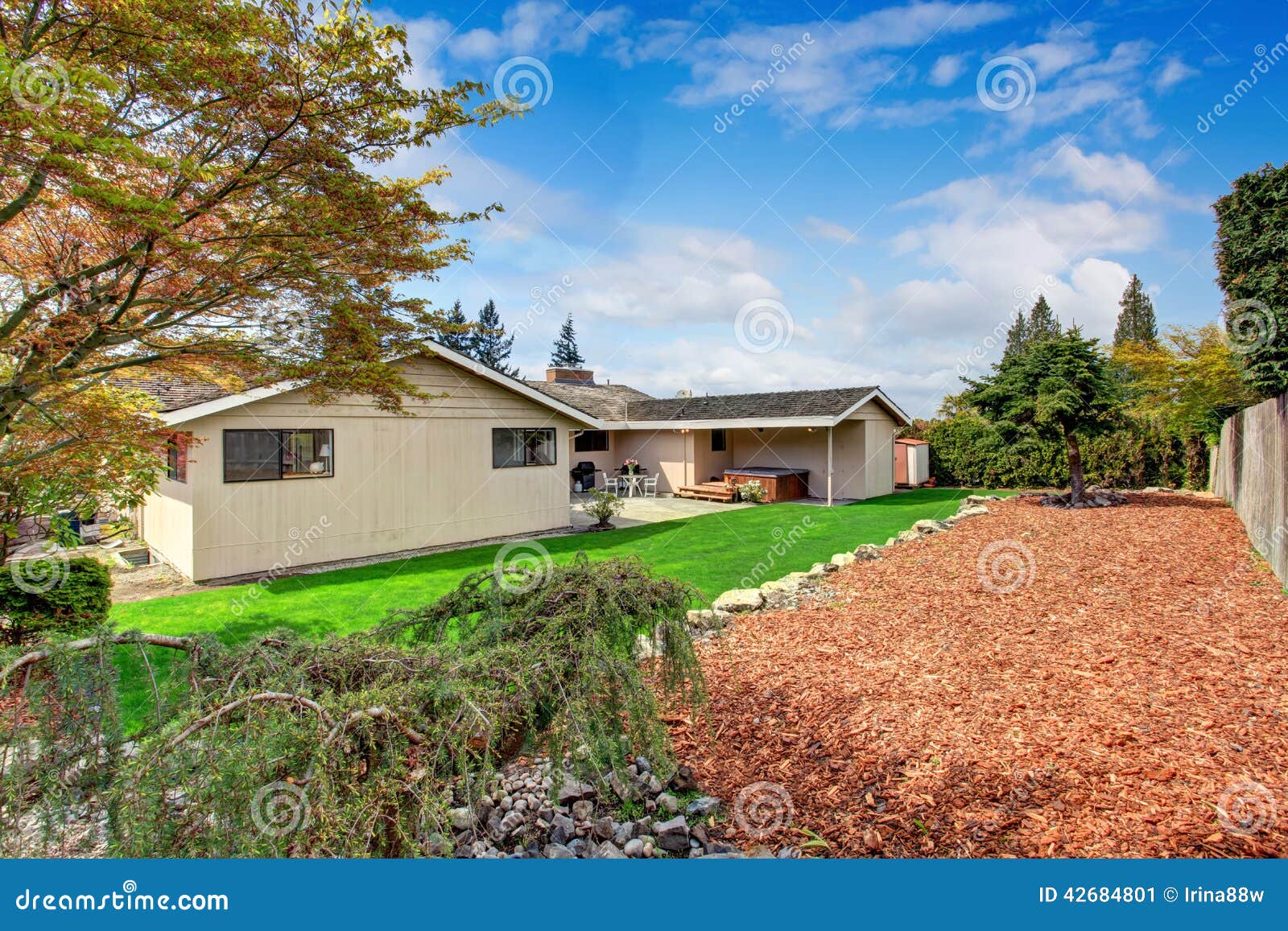 House Exterior. Backyard View Stock Image - Image of exterior, yard ...
