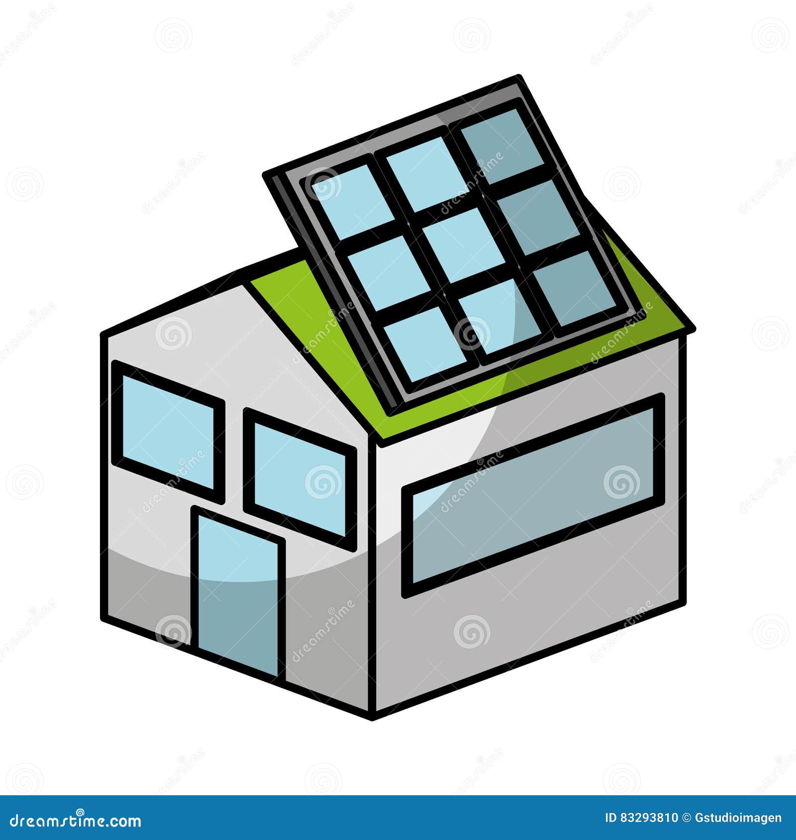 House Exterior with Panel Solar Isolated Icon Stock Illustration ...