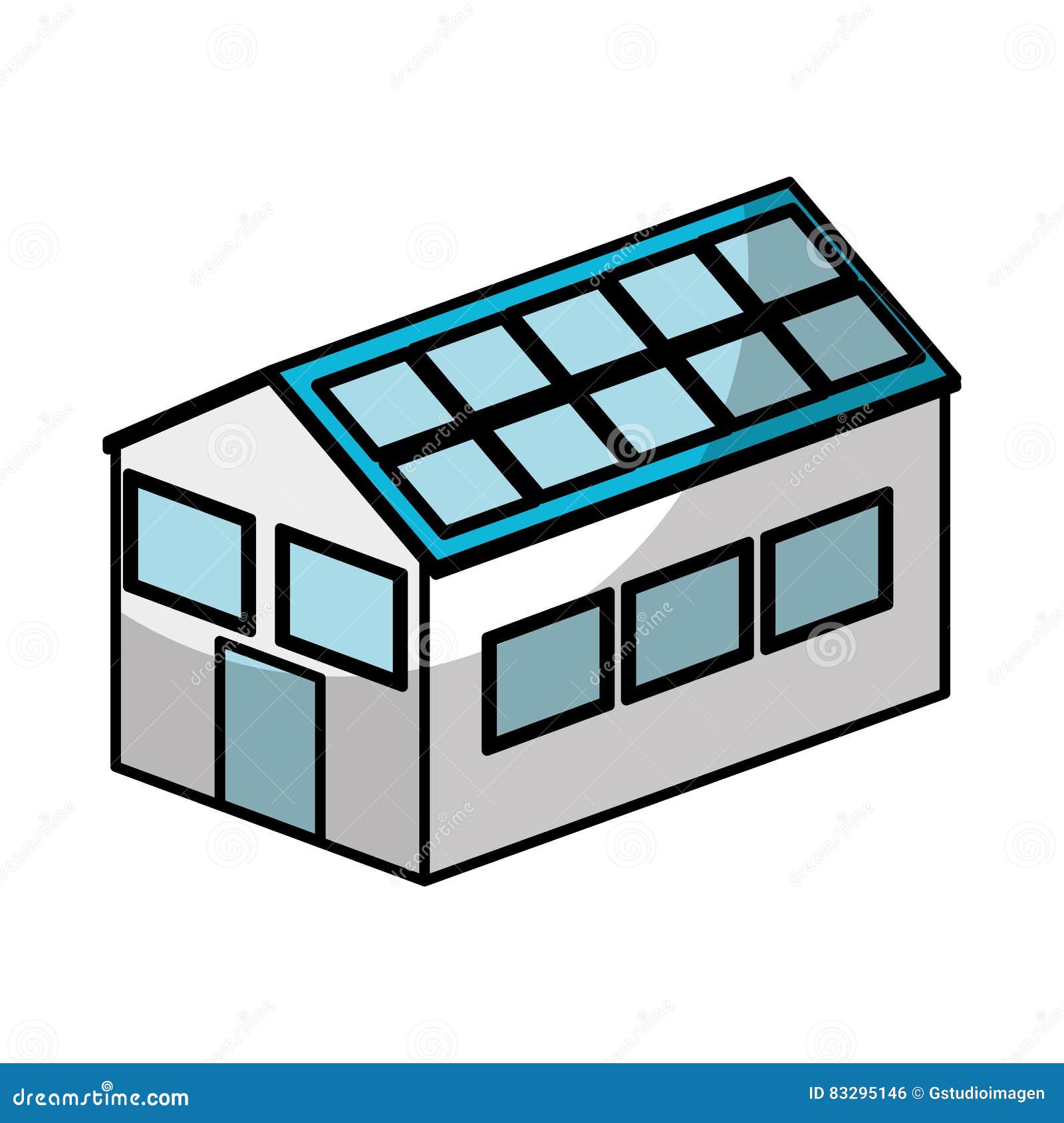 House Exterior with Panel Solar Isolated Icon Stock Illustration ...