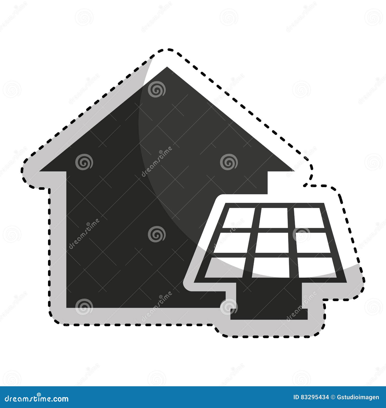 House Exterior with Panel Solar Isolated Icon Stock Illustration ...