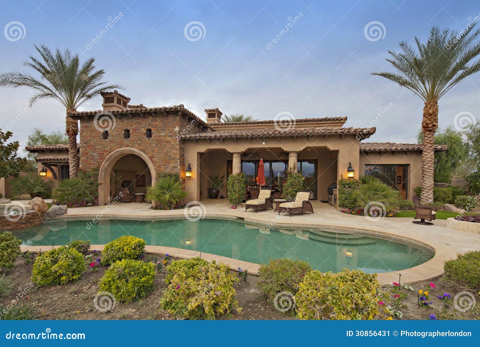 House Exterior with Swimming Pool Stock Image - Image of house ...