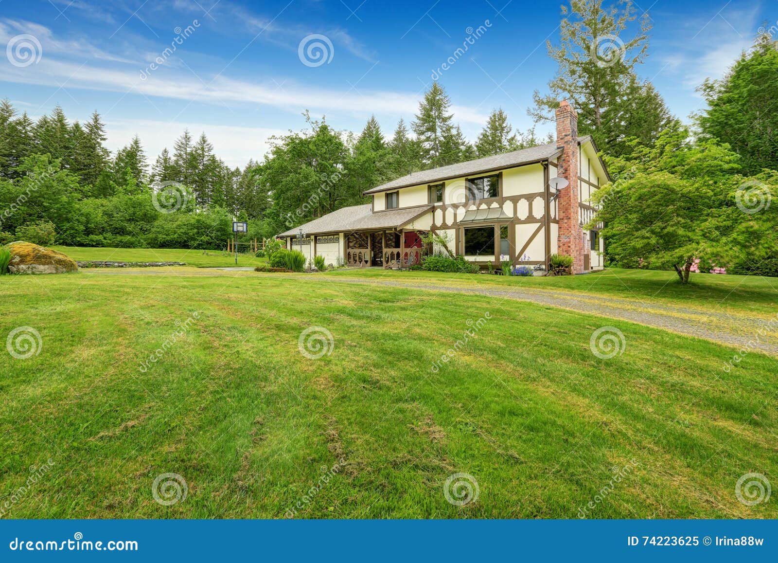 House Exterior. View of Landscape on Front Yard Stock Image - Image of ...