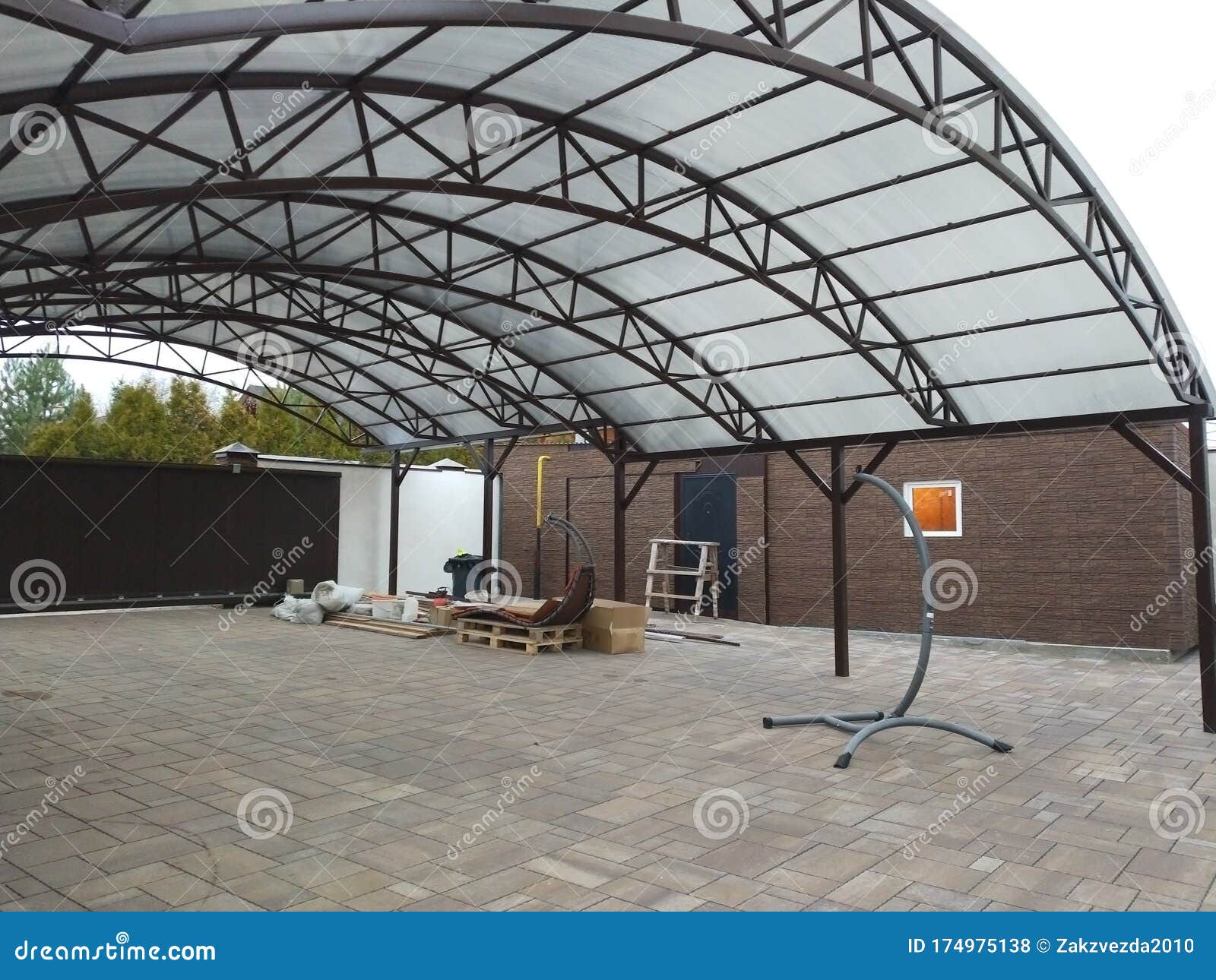 House External Decorations. Big Sun Canopy. Stock Photo - Image of ...