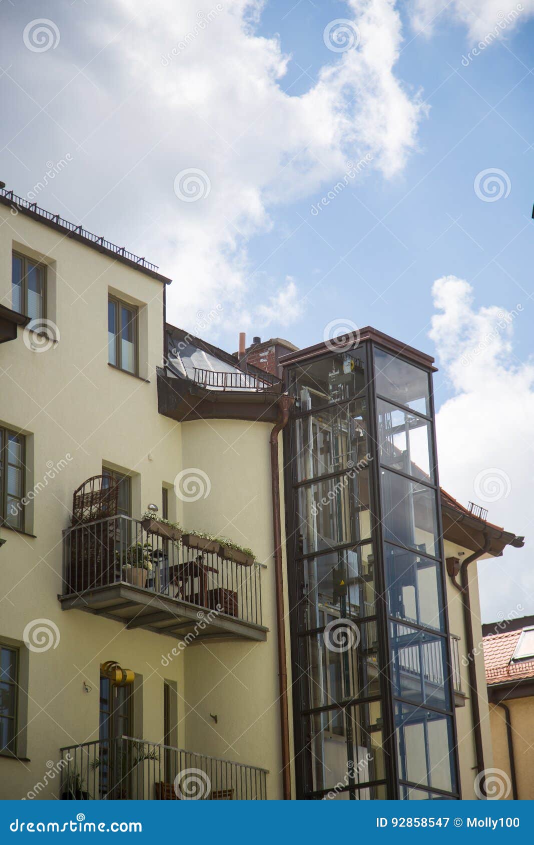 House with external lift stock image. Image of facade - 92858547